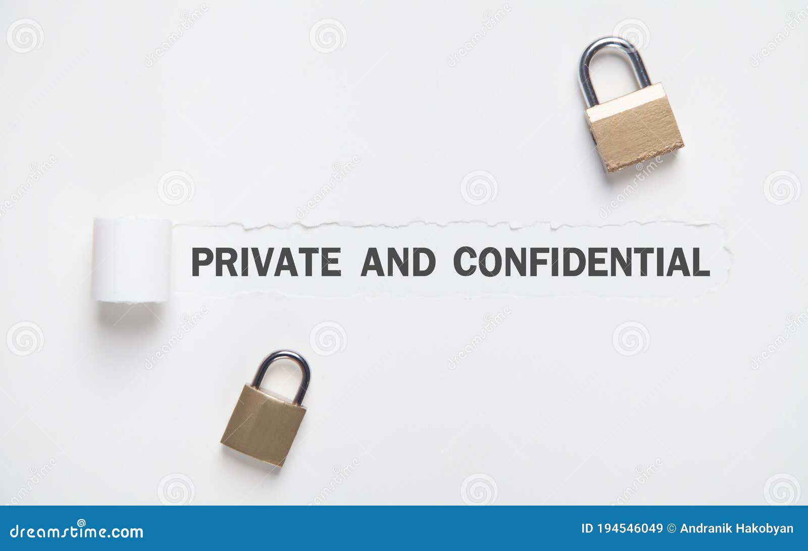 Private and Confidential Text on Torn Paper with Padlocks Stock Image ...