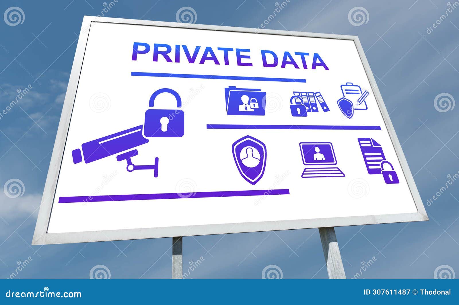 Private Data Concept on a Billboard Stock Image - Image of access ...