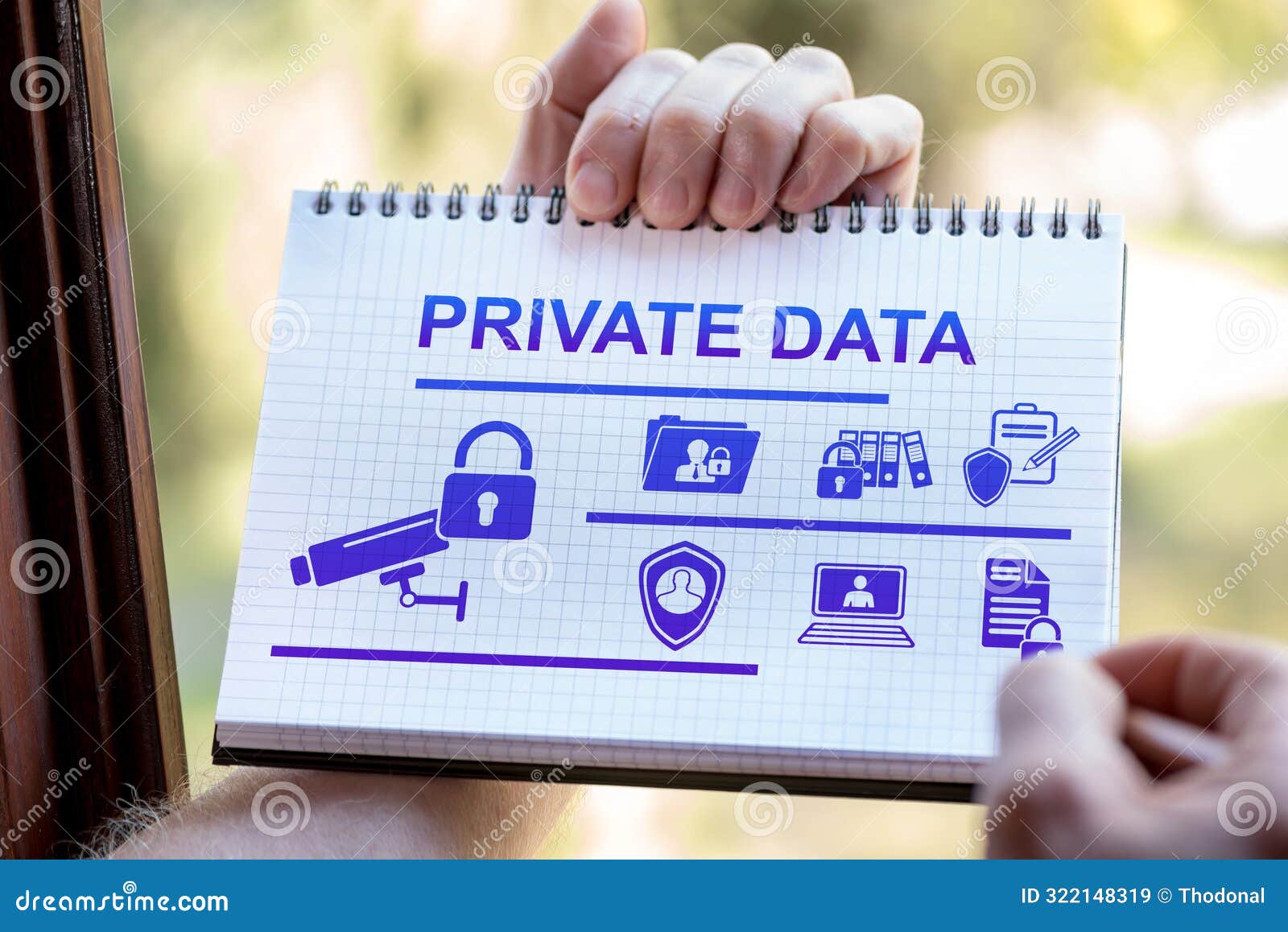 Private Data Concept on a Notepad Stock Image - Image of login, storage ...