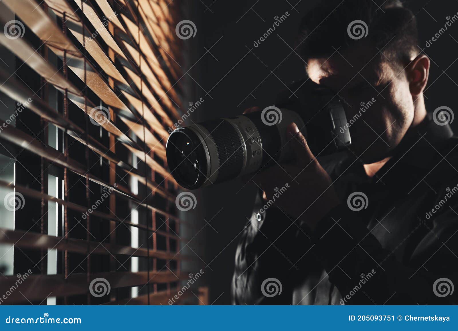 Private Detective with Camera Spying Near Window Indoors Stock Image ...