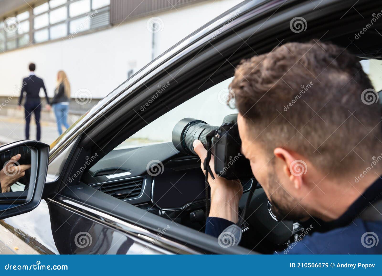 Private Detective Taking Photos Of Man And Woman Stock Image Image Of