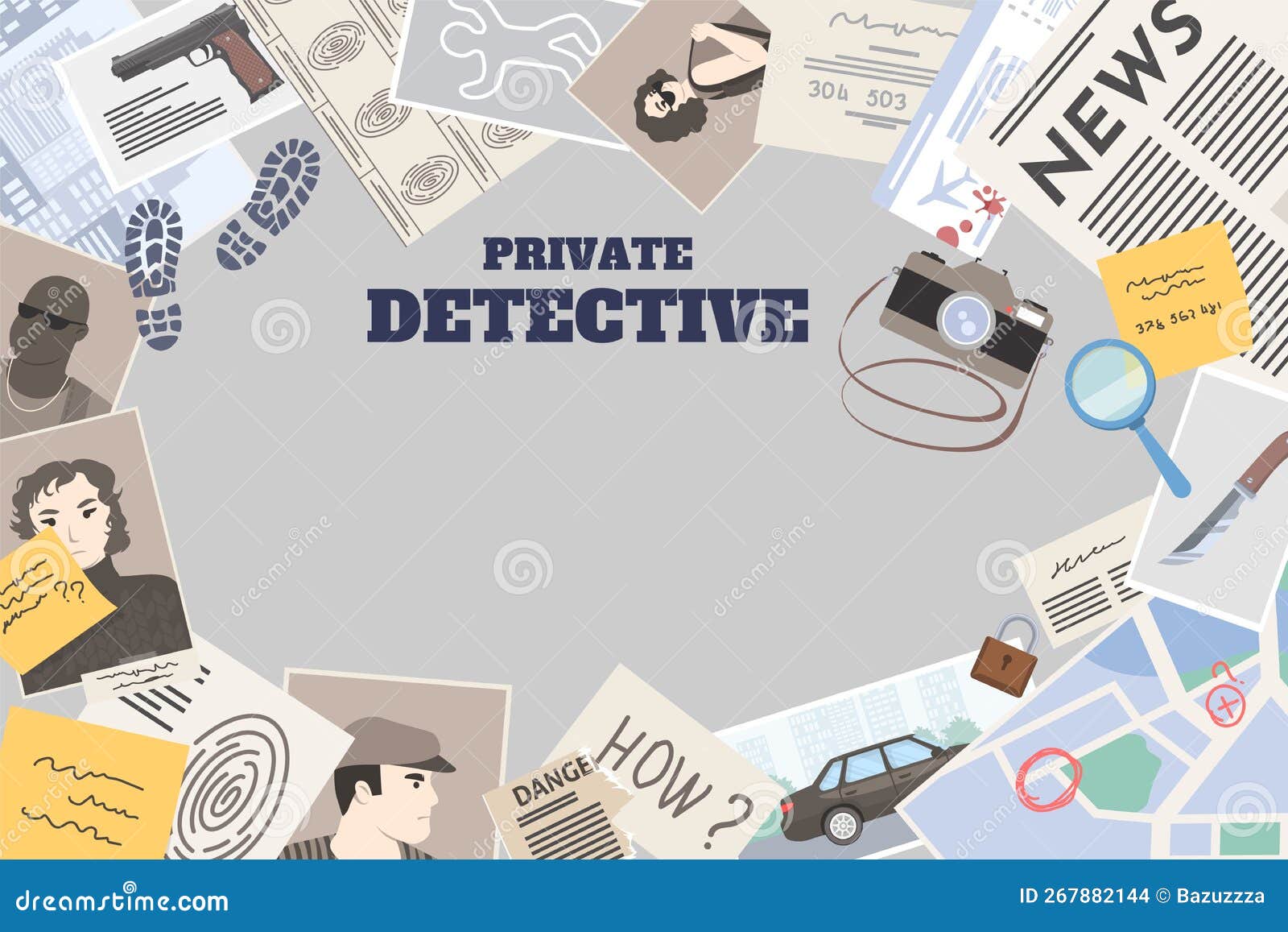 Private Detective Vector Poster with Copy Space Stock Illustration ...