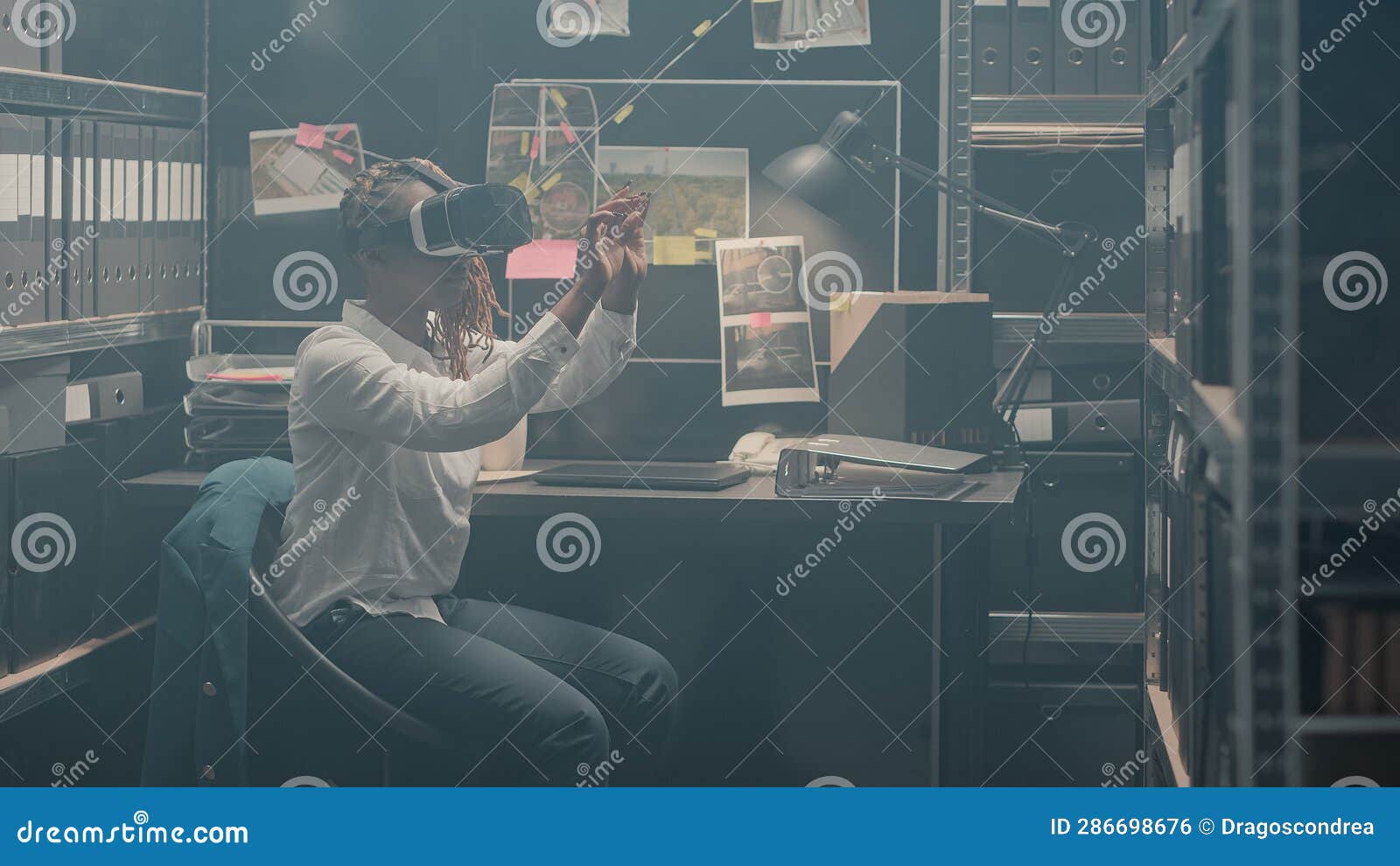 Private Detective Working with 3d Vr Glasses Stock Photo - Image of ...