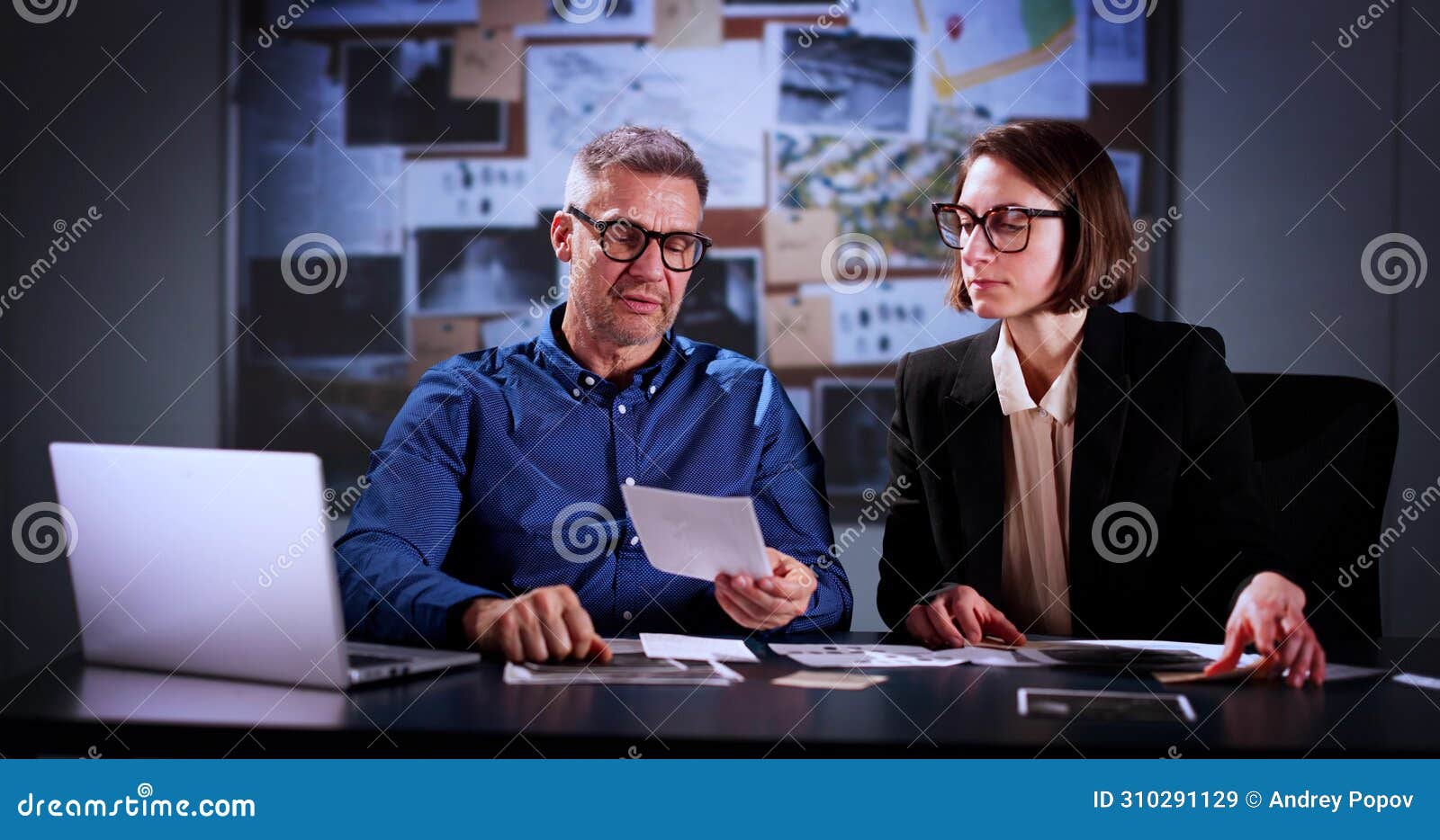 Private Detectives Doing Crime Investigation in Office Stock Image ...