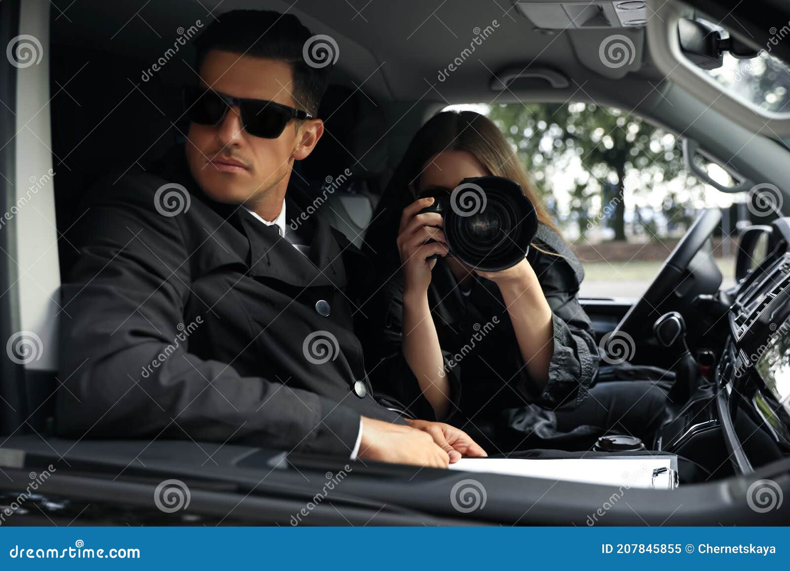 Professional Detectives Working At Desk In Office Stock Photo ...