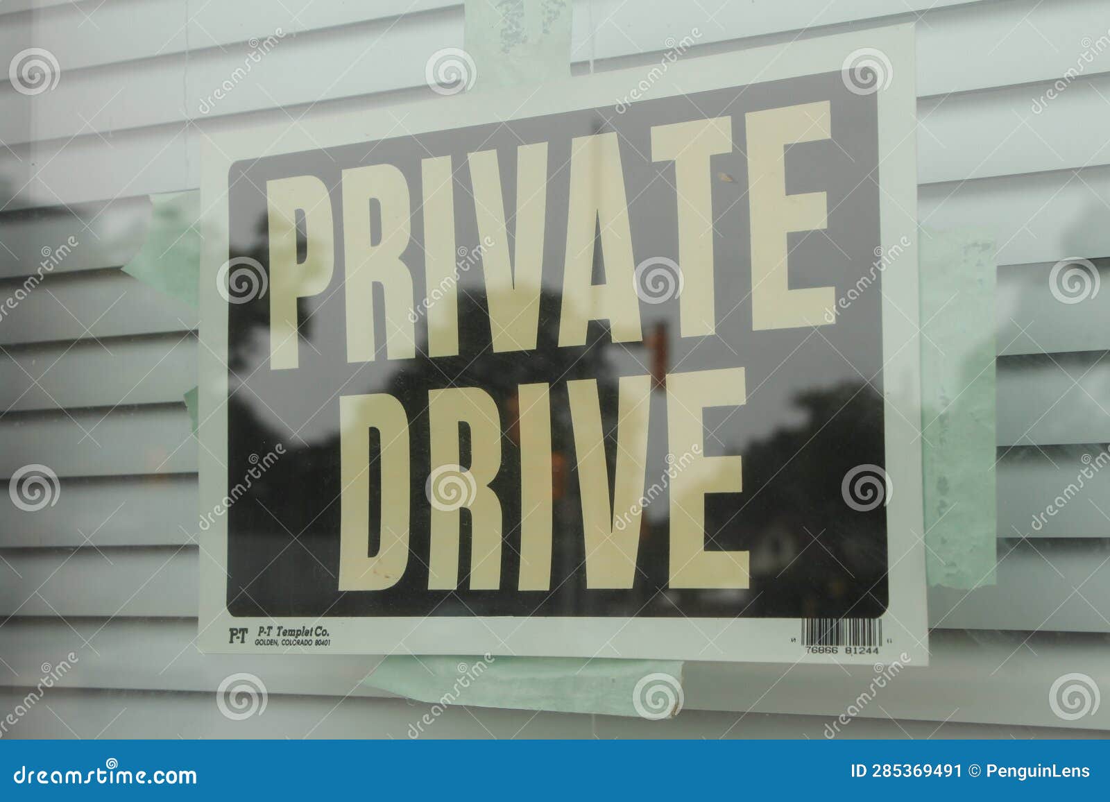 Private Drive Caption Text Writing Sign Taped To Window with Closed ...