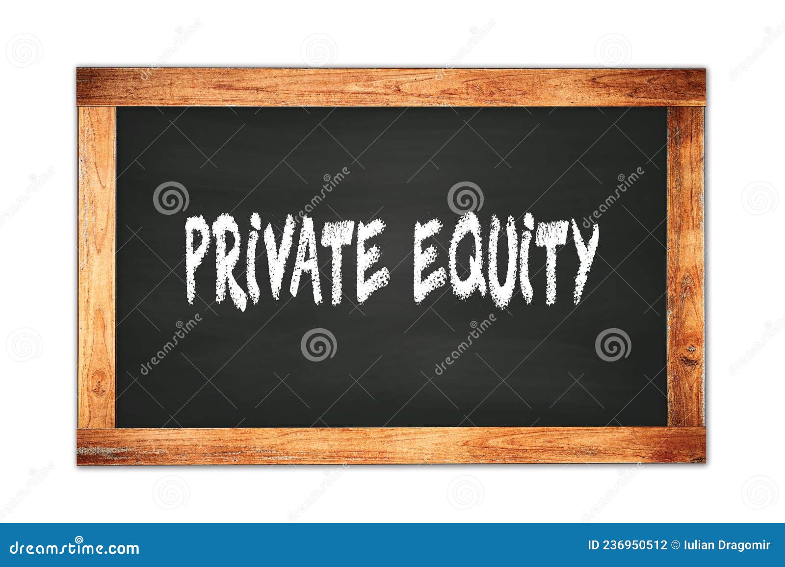 PRIVATE EQUITY Text Written on Wooden Frame School Blackboard Stock ...