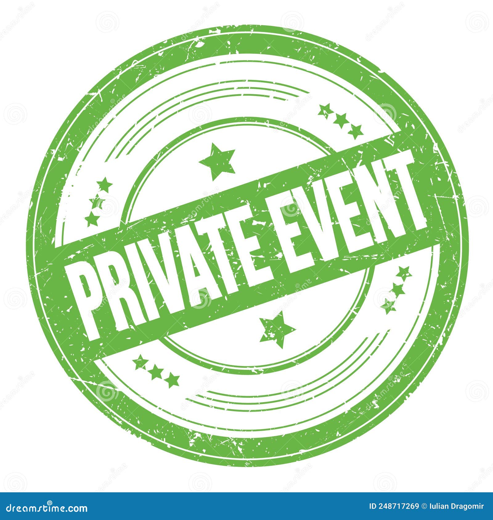 PRIVATE EVENT Text on Green Round Grungy Stamp Stock Illustration ...