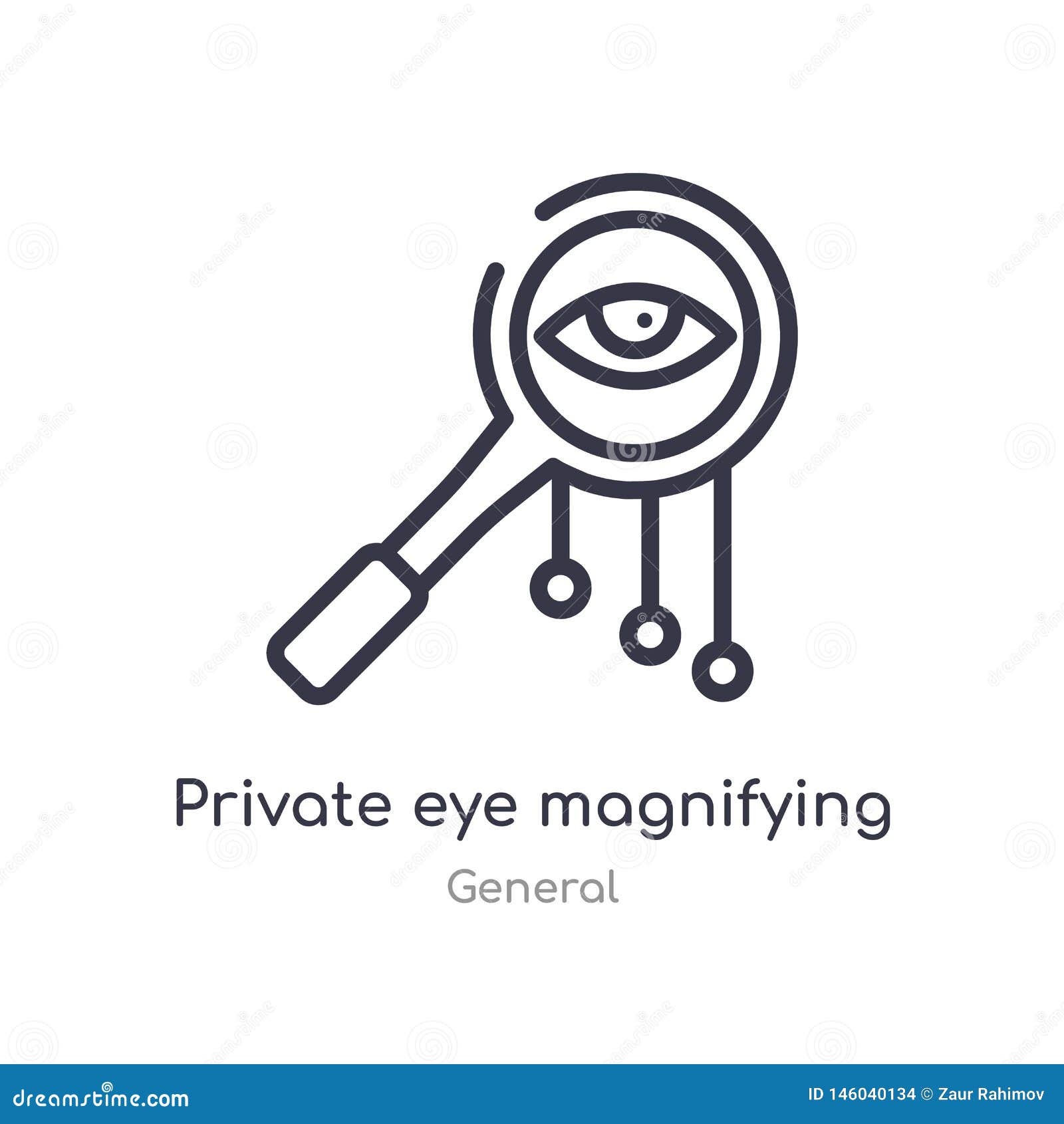 Private Eye Magnifying Outline Icon. Isolated Line Vector Illustration ...