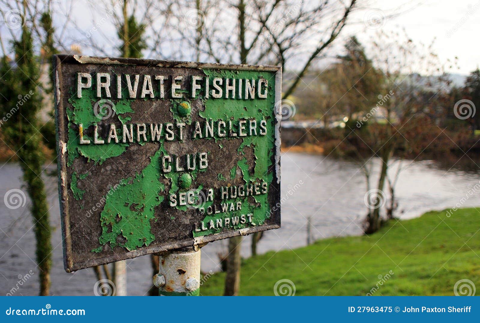 Private Fishing Sign, Wales Stock Image - Image of iron, riverbank ...
