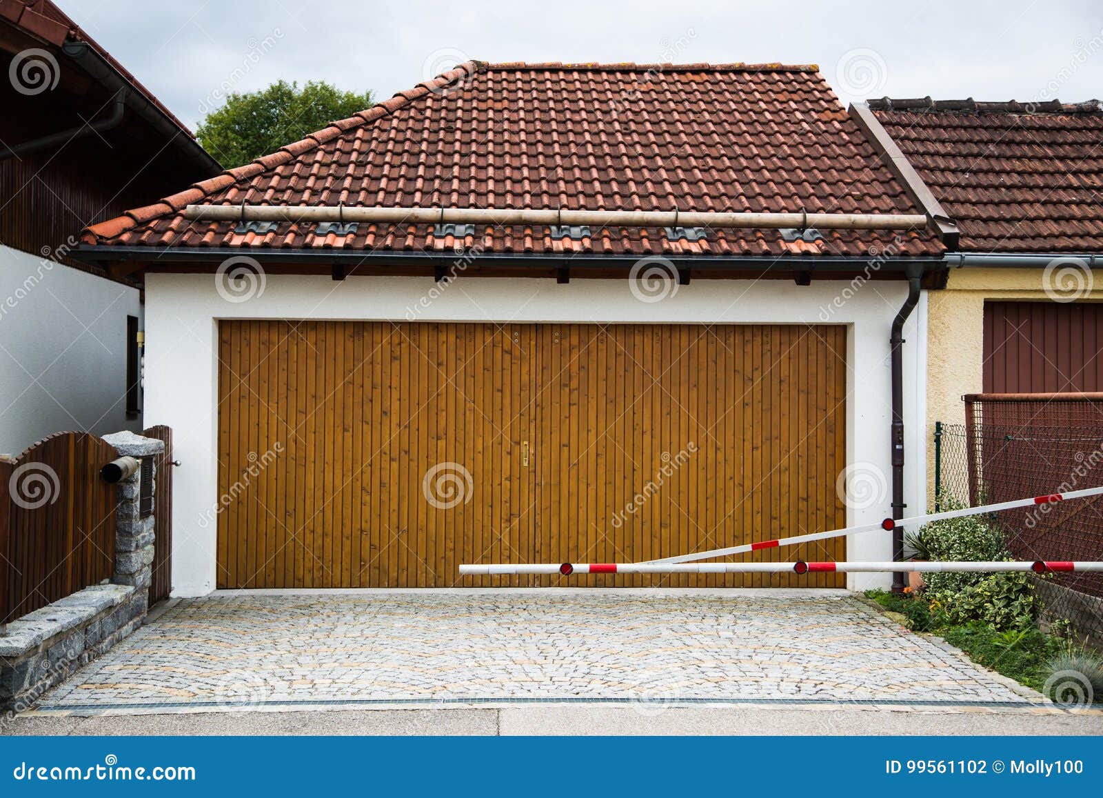 Private Garage with Barrier, Wooden Gate Stock Photo - Image of exit ...