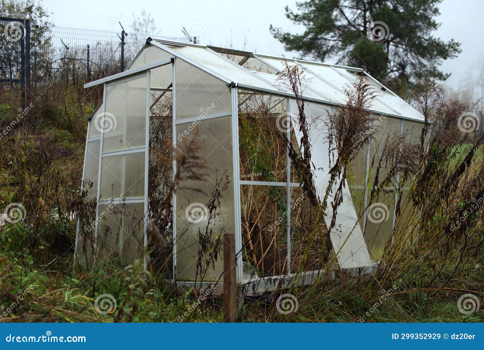 Private Garden Greenhouse Ravaged by Climate Change Storm Stock Image ...