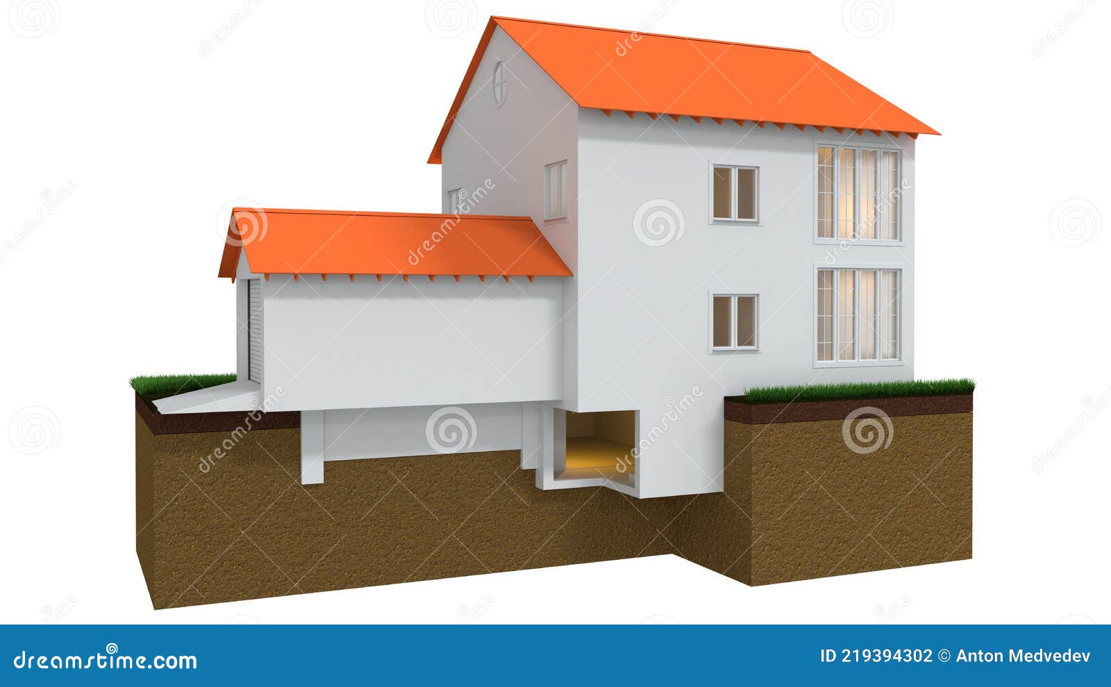 Private Home Basement. Isolated Creative Industrial 3D Rendering Stock ...