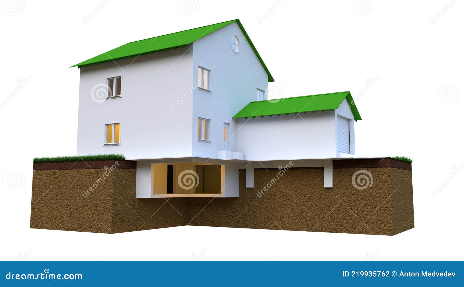 Private House Foundation - Isolated Design Industrial 3D Rendering ...