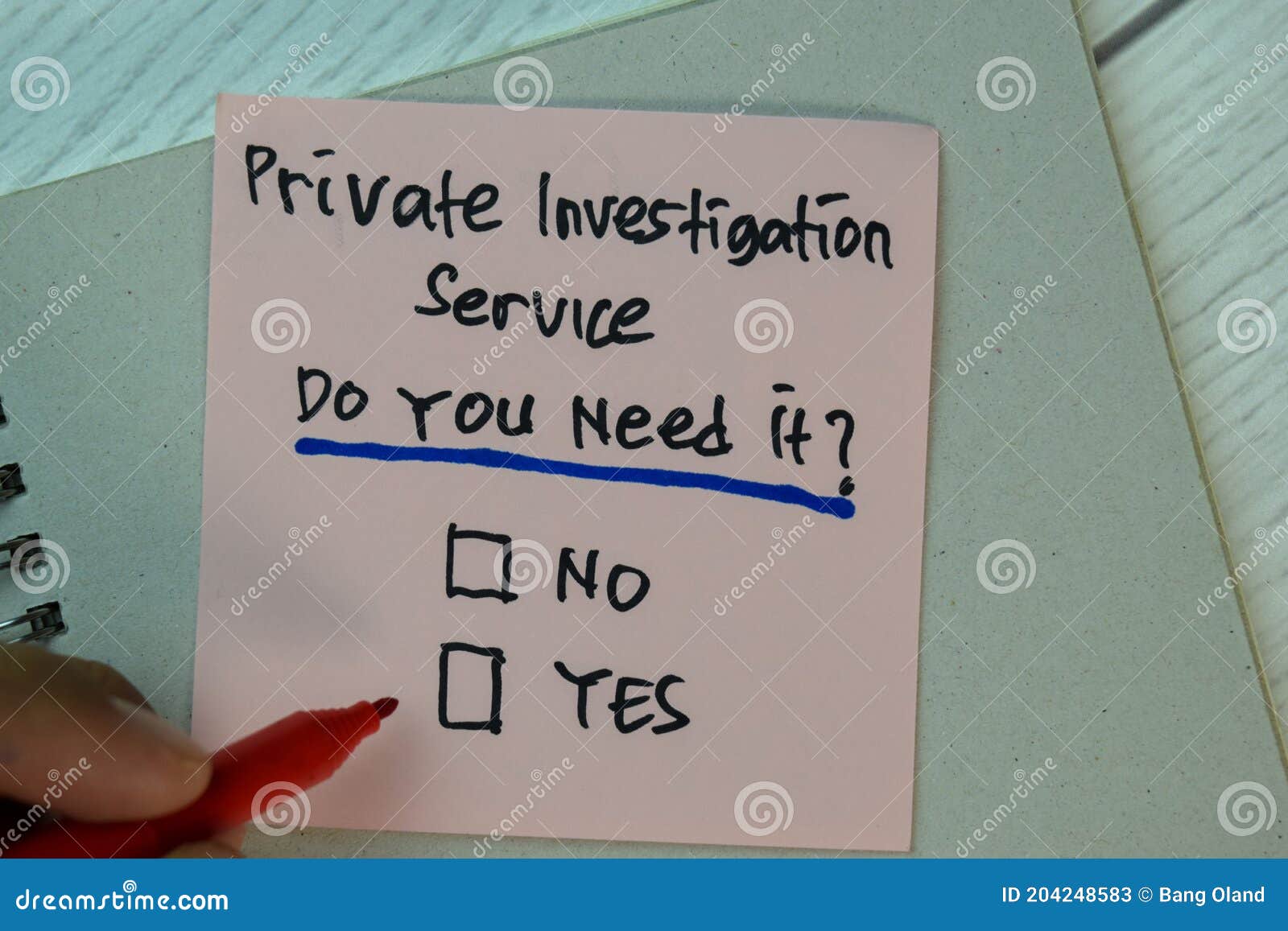 Private Investigation Service Write on Sticky Notes and Supported by ...