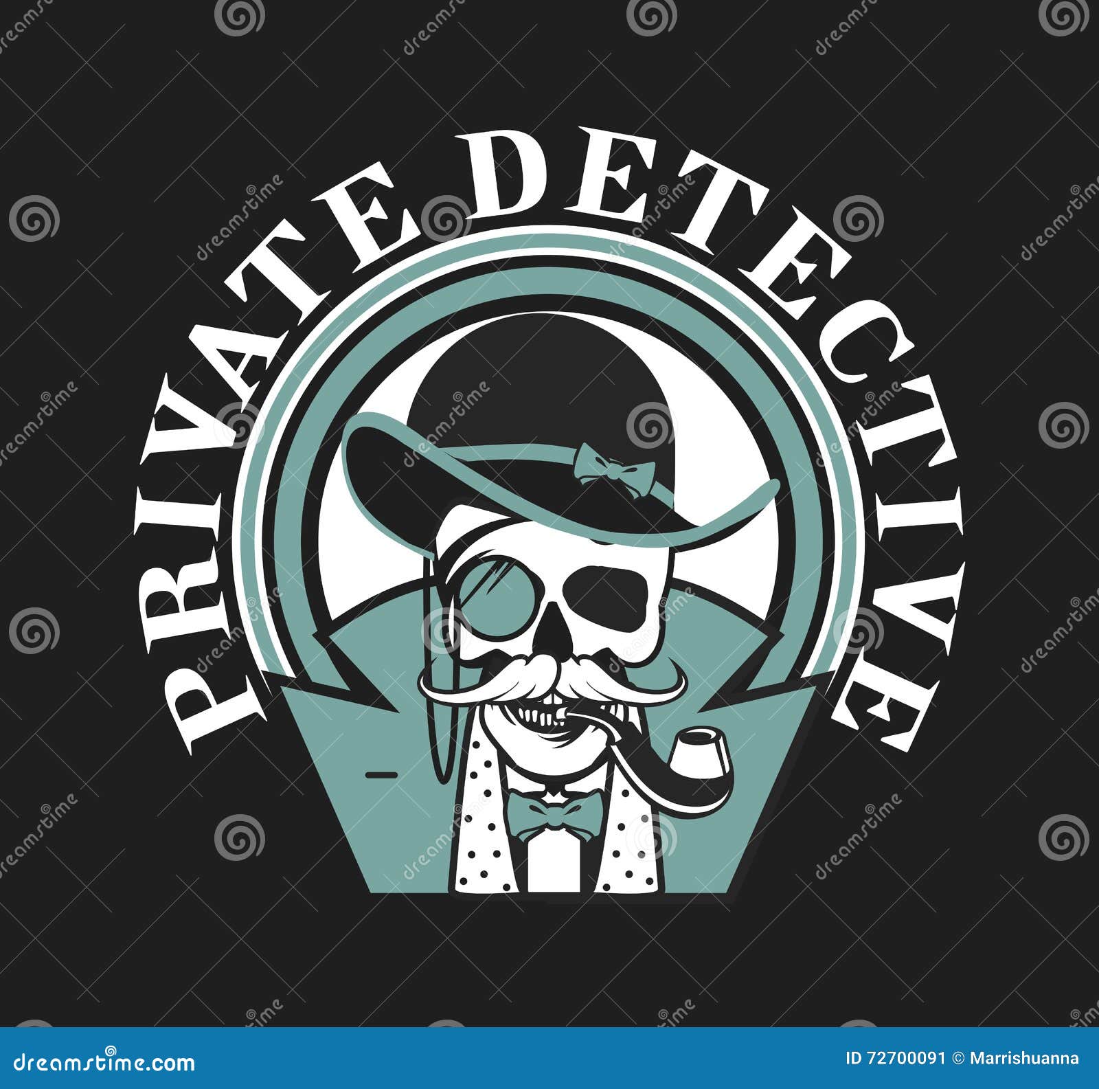 Private investigator Skull stock vector. Illustration of magnifier ...