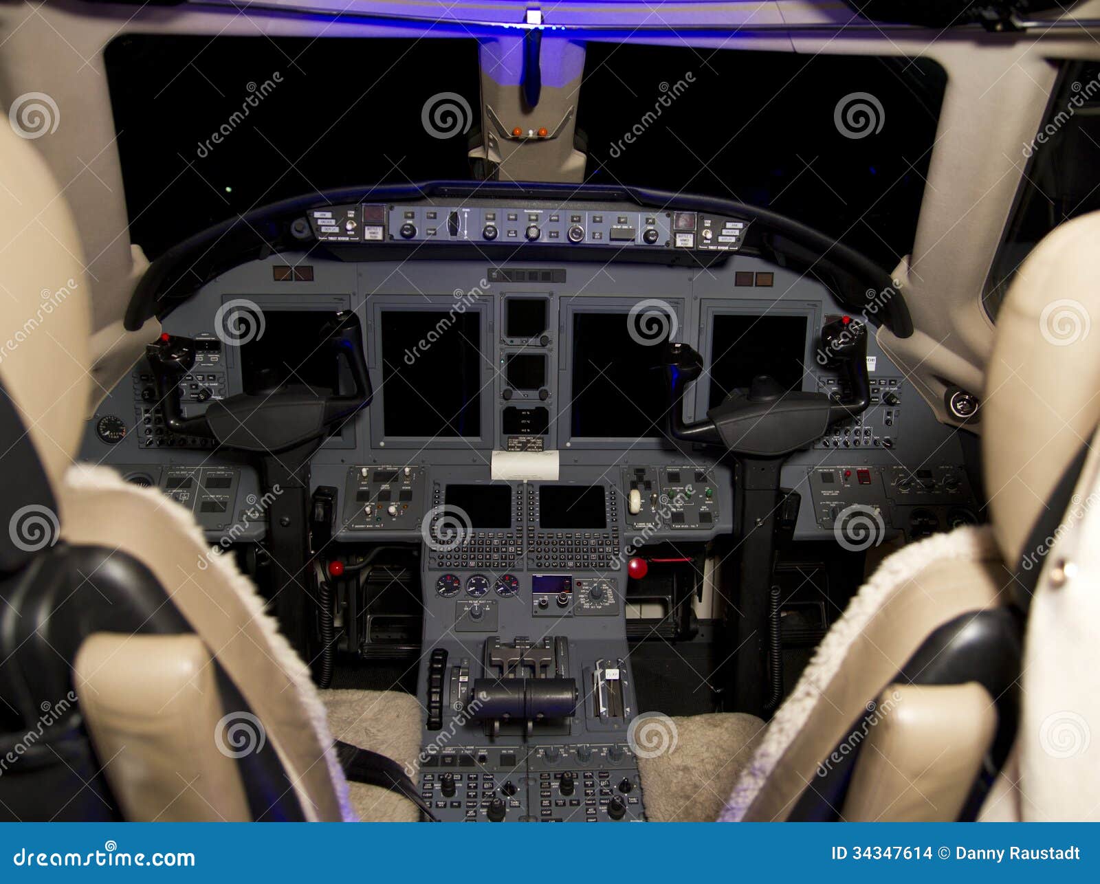 Private Jet Aircraft Cockpit Stock Photo - Image of airplane, board ...
