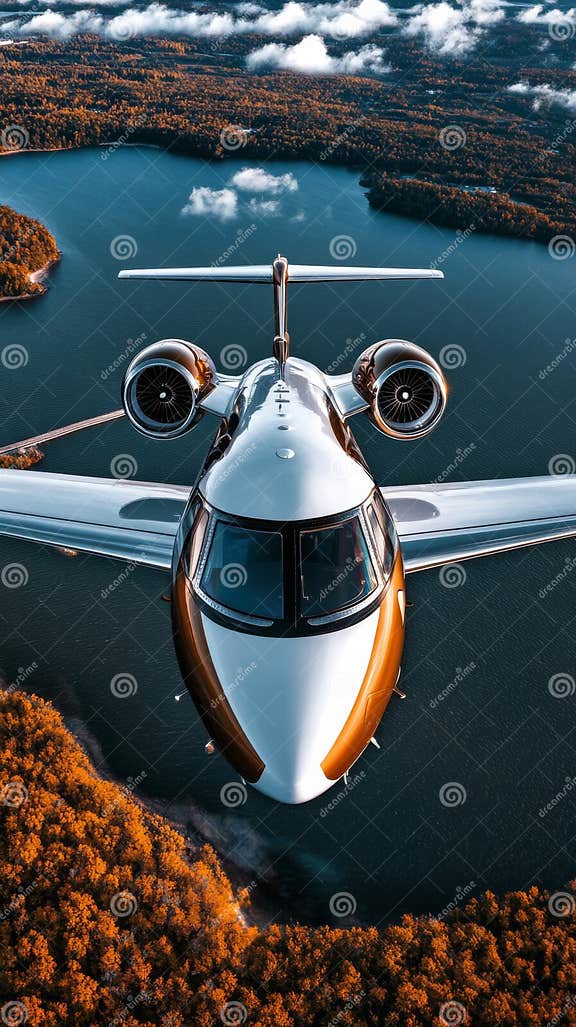Private Jet Airplane Flying in Sky Stock Image - Image of mode, working ...