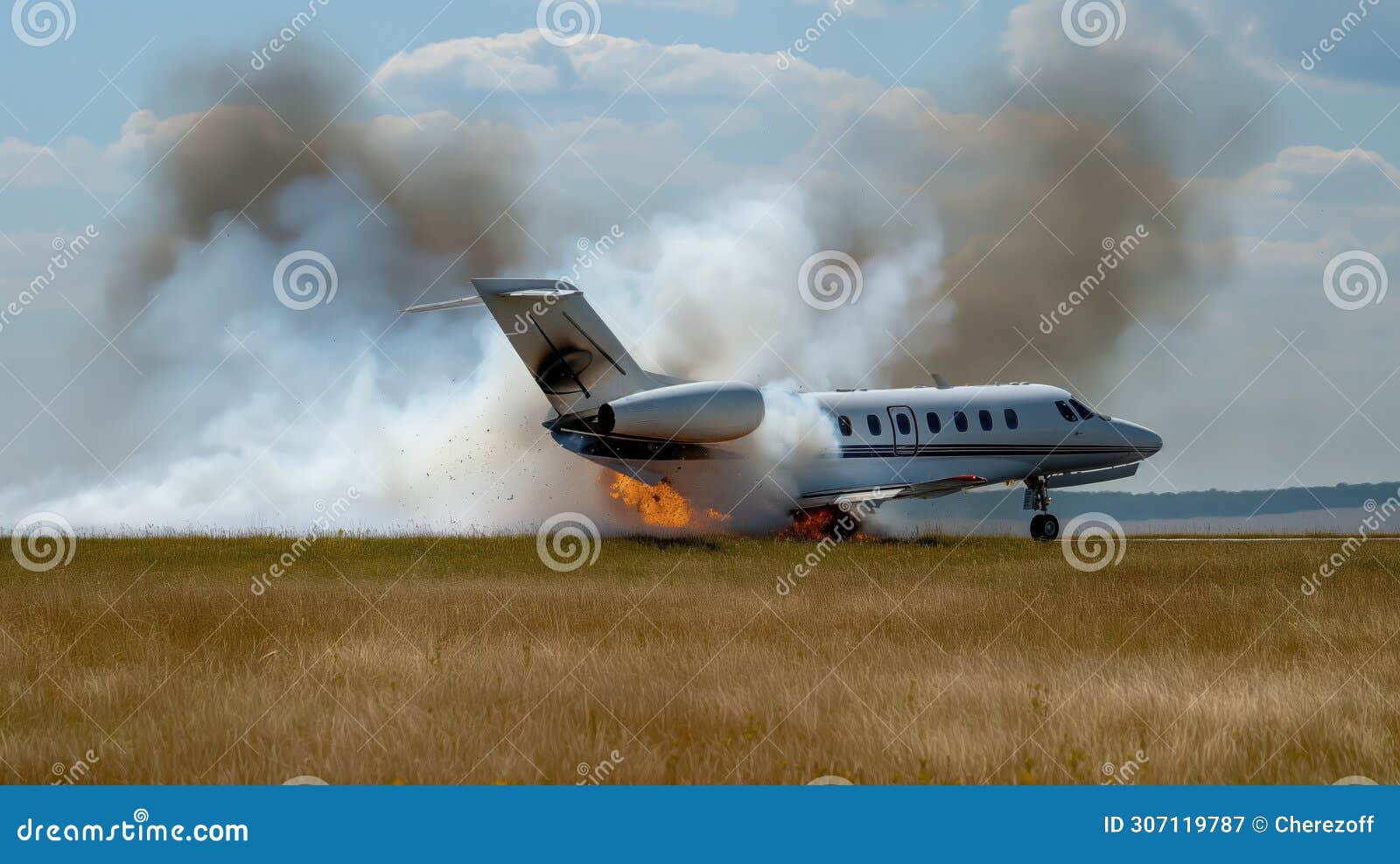 Private Jet with Burning Engines Crashes Stock Image - Image of ...