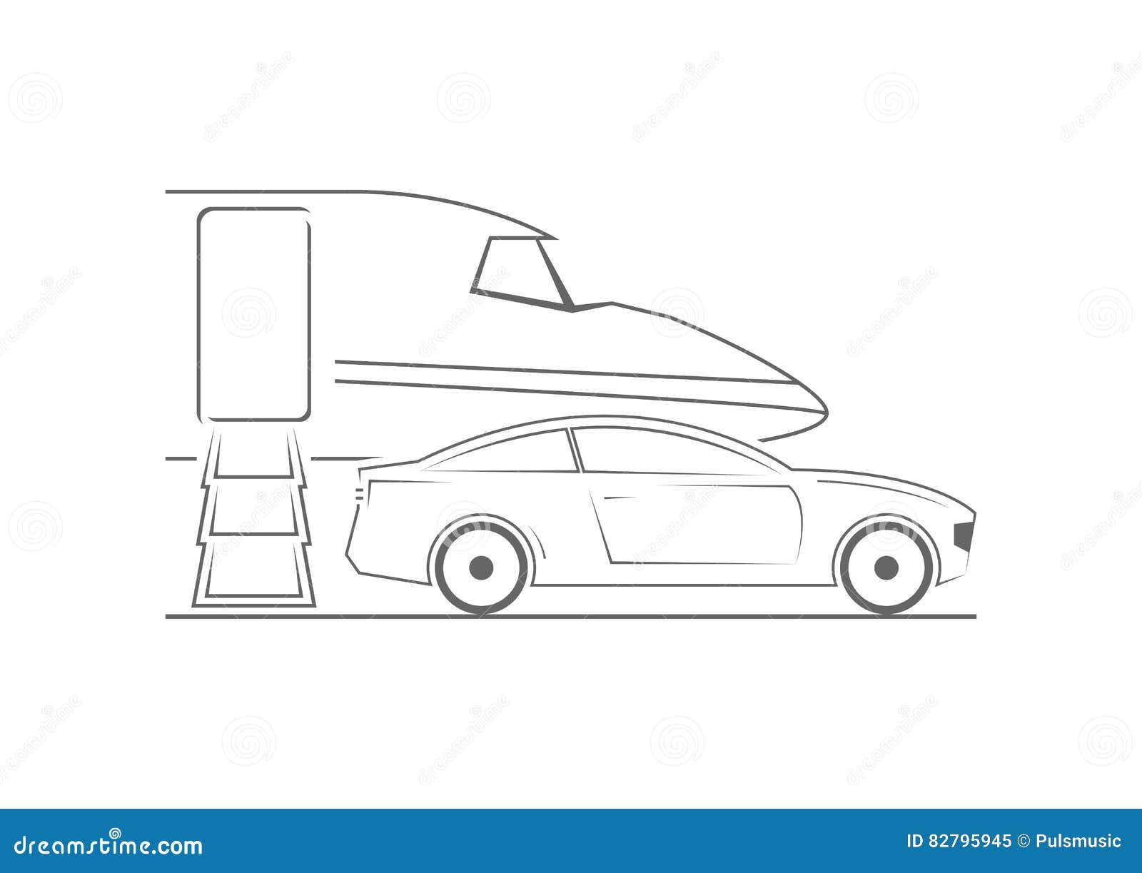 Private jet and car stock vector. Illustration of airliner - 82795945