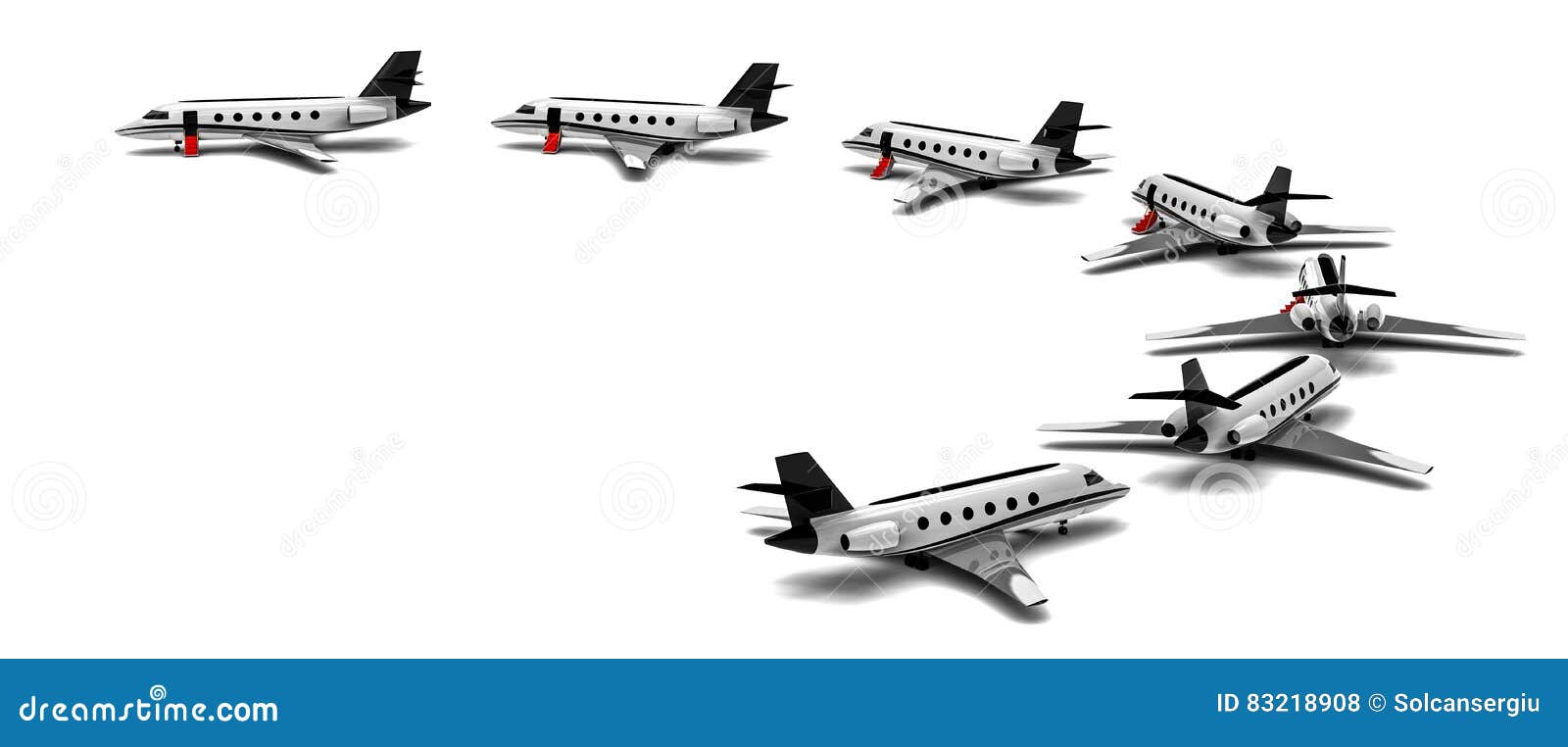 Private Jet Fleet in Circle Stock Illustration - Illustration of ...