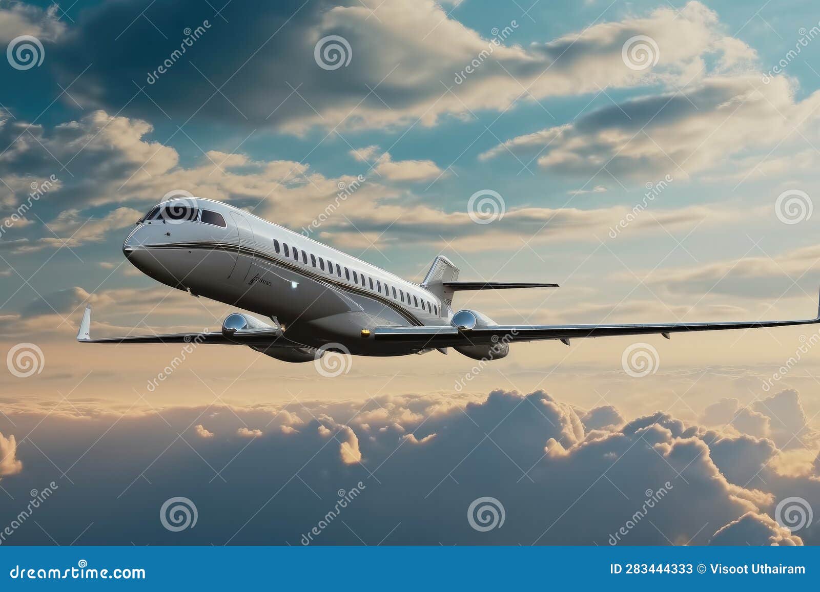 Private Jet in Flight, Air Charter Flight Stock Illustration ...
