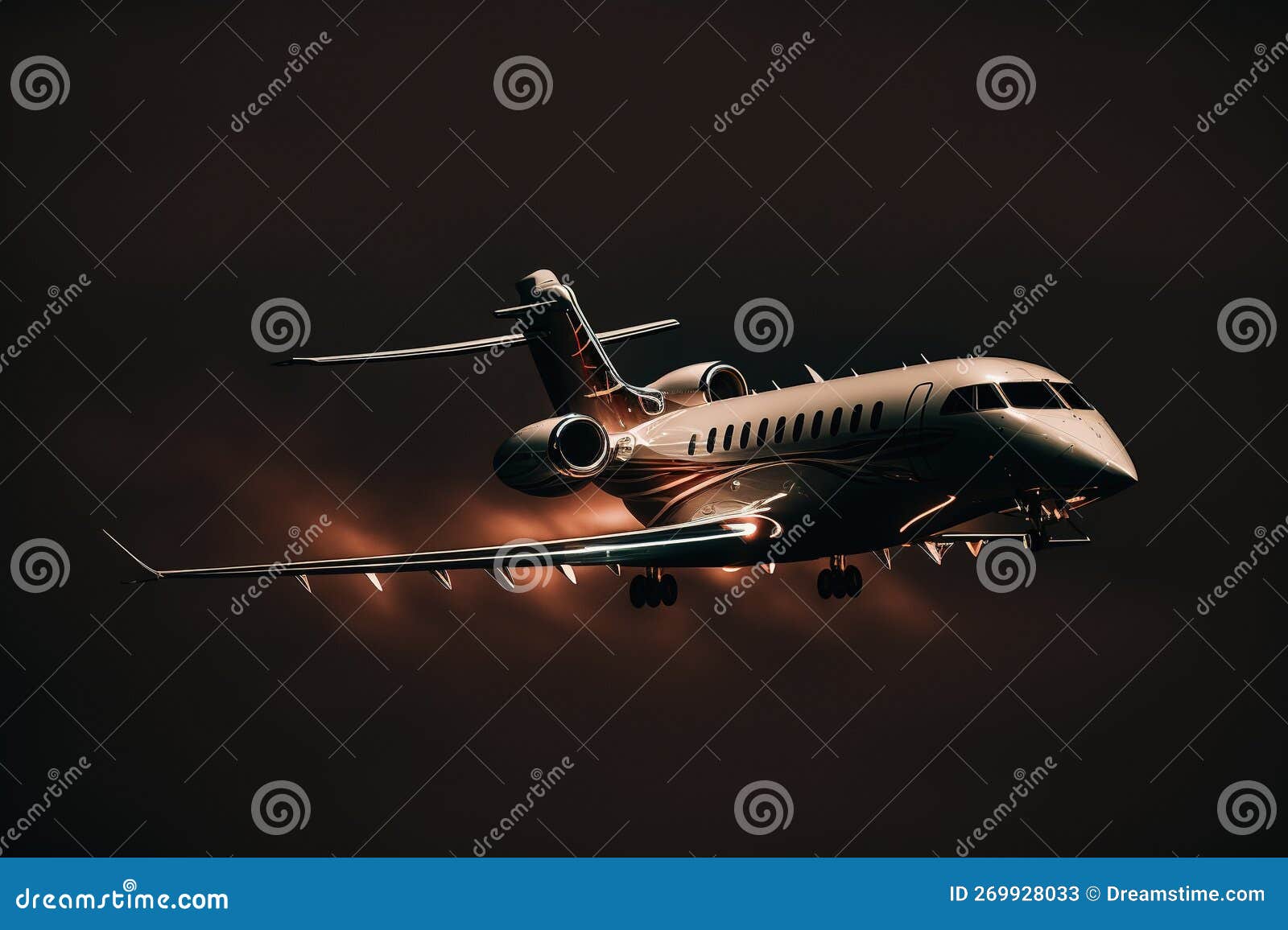 Private Jet Flying at Night. Generative AI Stock Illustration ...