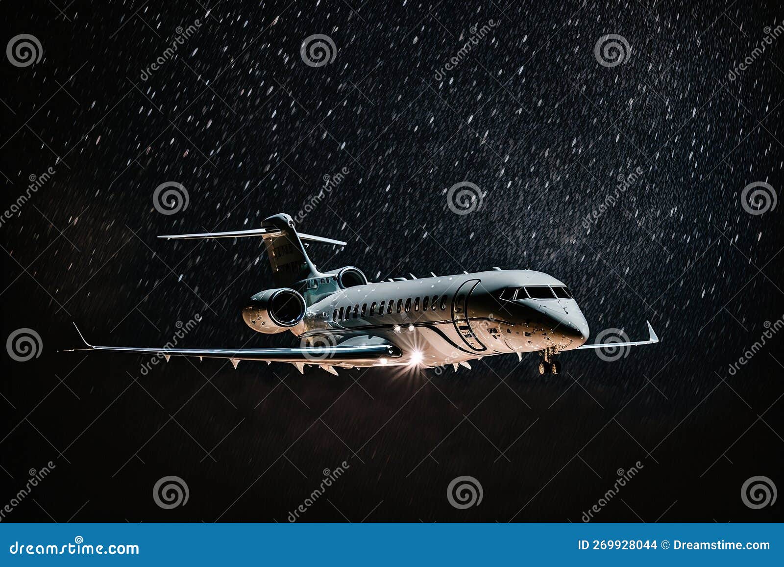 Private Jet Flying at Night. Generative AI Stock Illustration ...