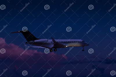 Private Jet Flying at Night Stock Photo - Image of close, airport: 63471310