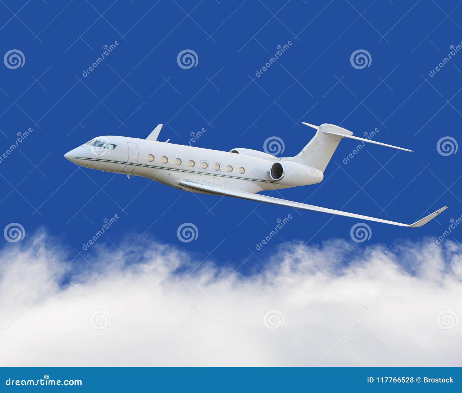 Private Jet Plane in the Cloud with Blue Sky Stock Photo - Image of ...