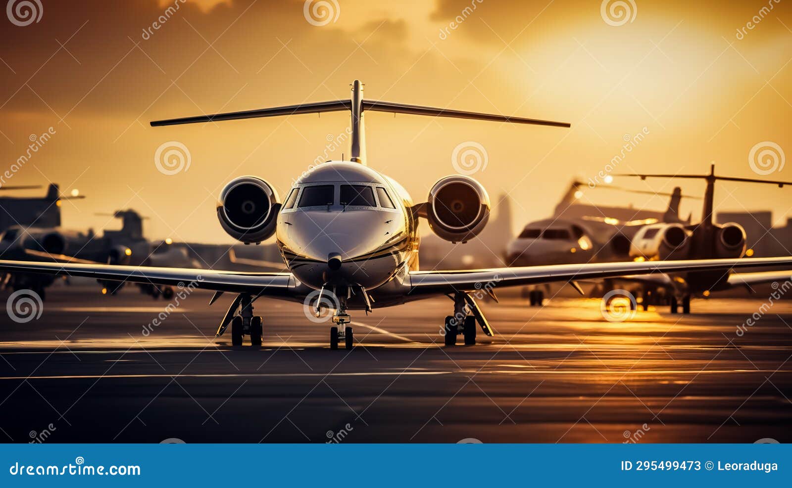 Private Jet Planes on the Landing Line Stock Illustration ...