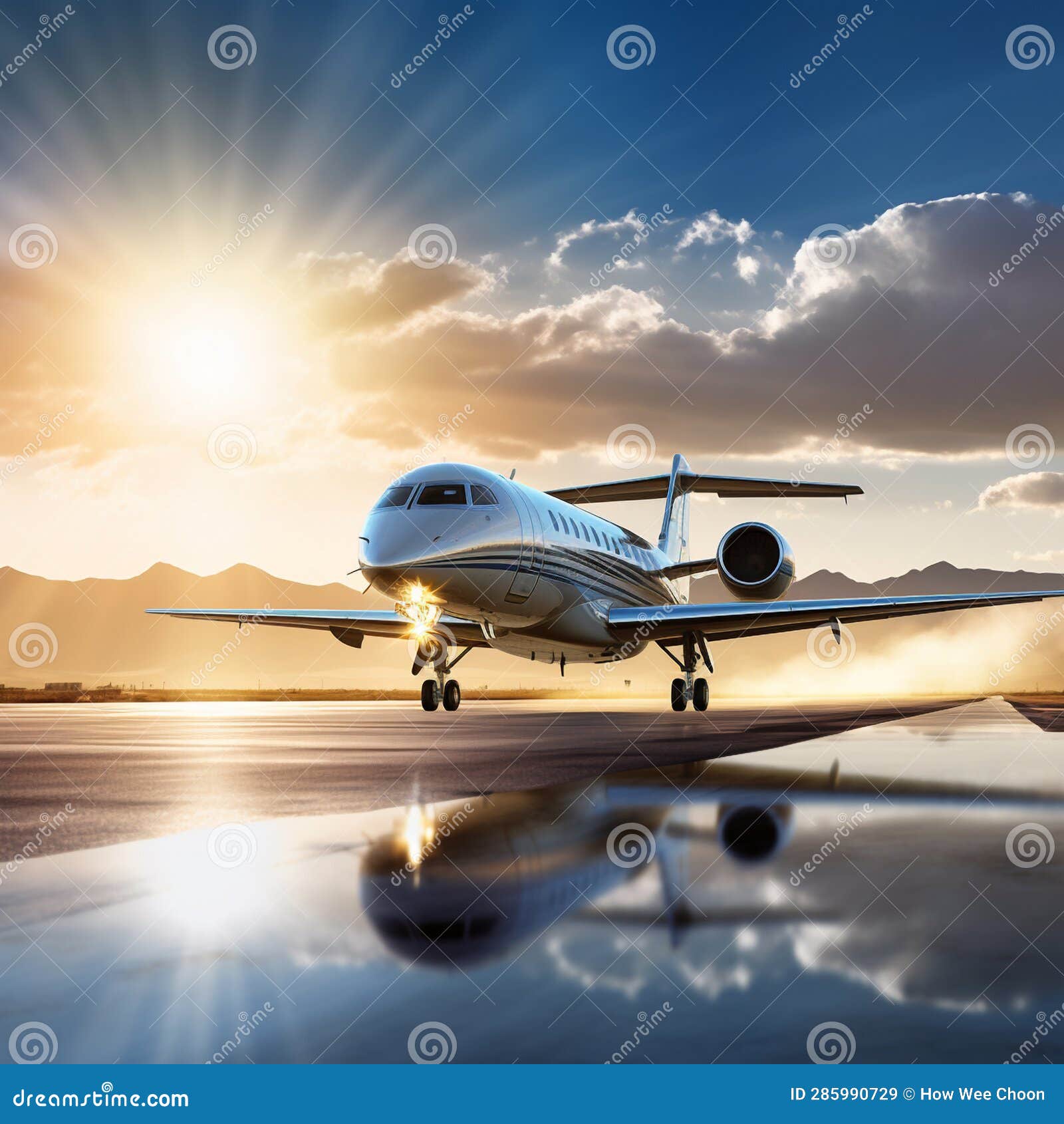 A private jet ready to fly stock illustration. Illustration of sunlight ...