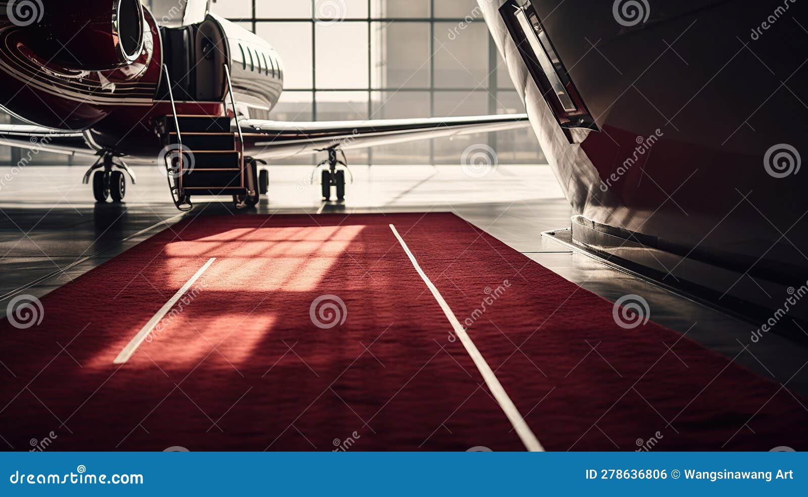 Private Jet on Runway with a Red Carpet Rolled To the Door, Generated ...