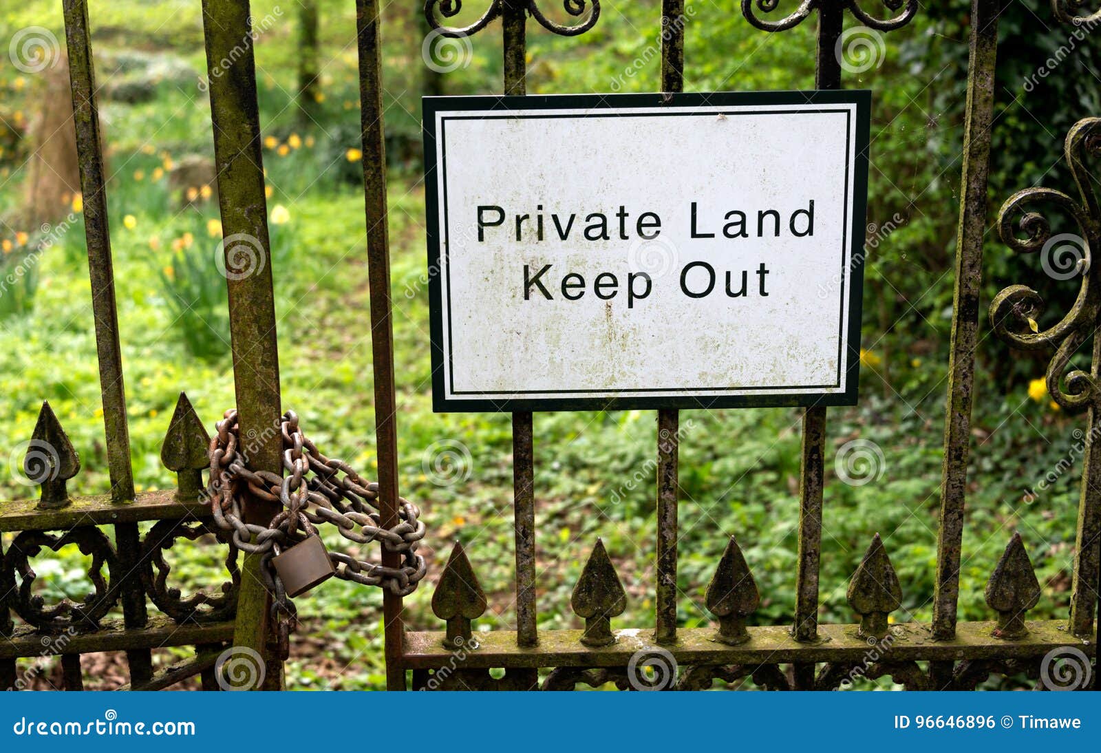 Private Land - Keep Out stock photo. Image of lock, iron - 96646896