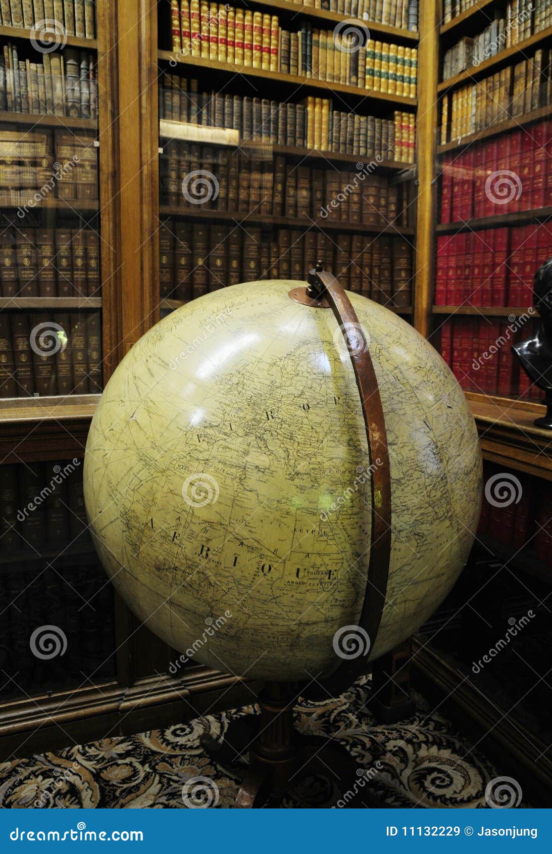 Private Library with Globe Instrument Stock Image - Image of candelabra ...