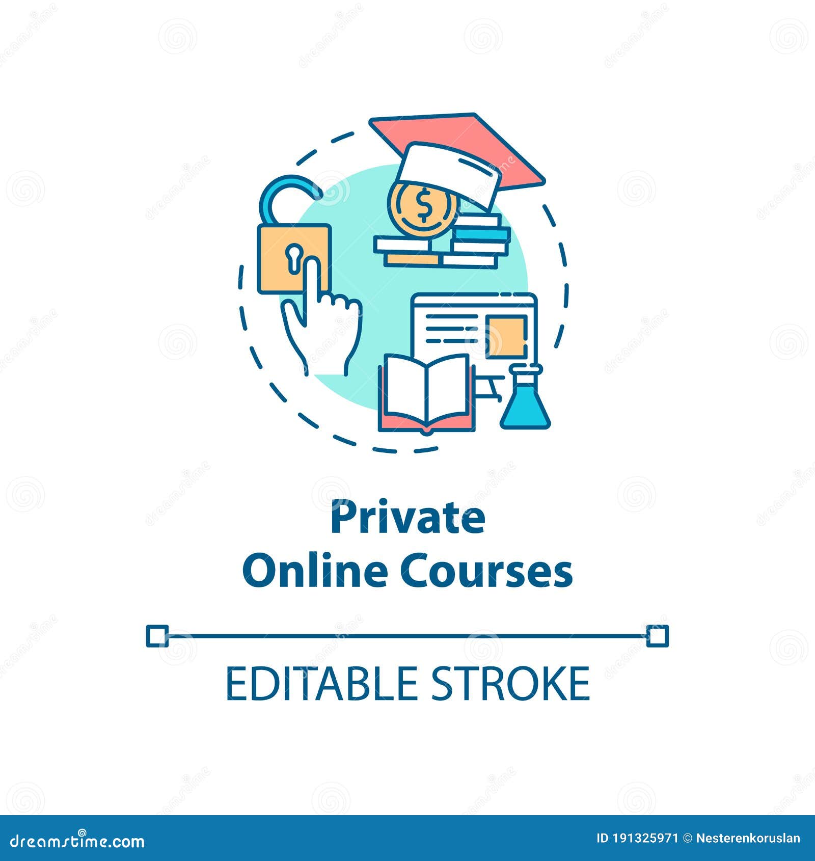 Private Online Courses Concept Icon Stock Vector - Illustration of ...
