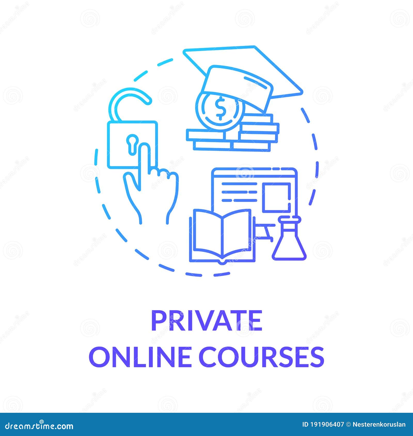 Private Online Courses Concept Icon Stock Vector - Illustration of ...