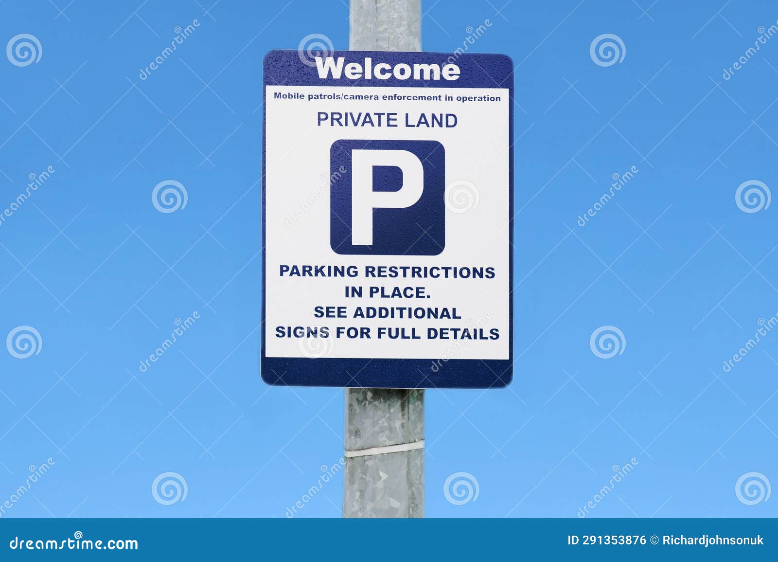 Private Parking Sign on Land with Parking Restrictions Stock Photo ...