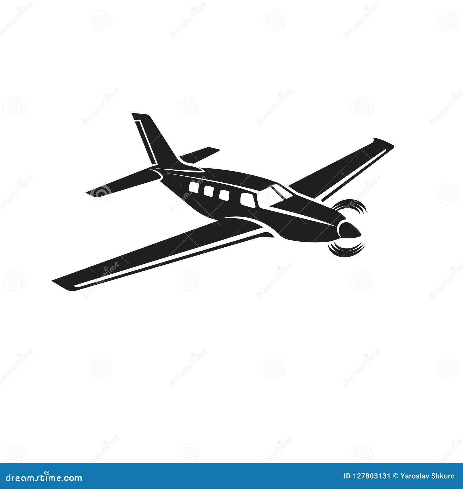 Private Plane Vector Illustration Icon. Single Engine Propelled ...