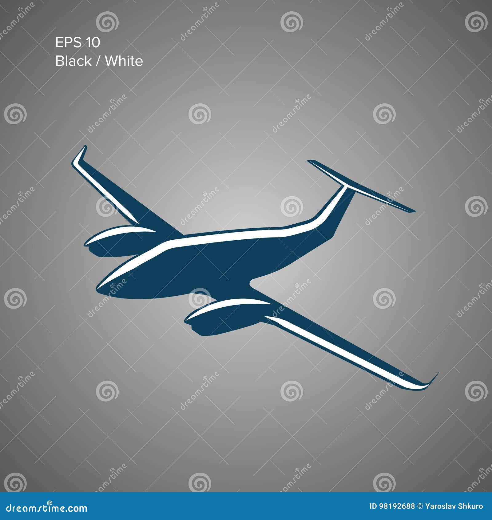 Private Plane Vector Illustration Icon. Twin Engine Aircraft. Vector ...