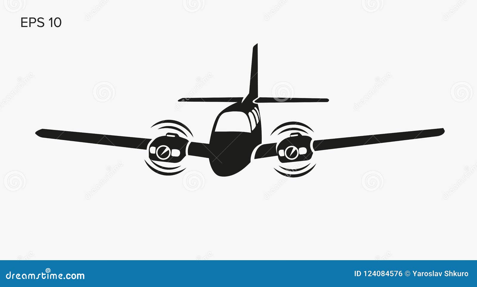 Private Plane Vector Illustration Icon. Twin Engine Propelled Aircraft ...
