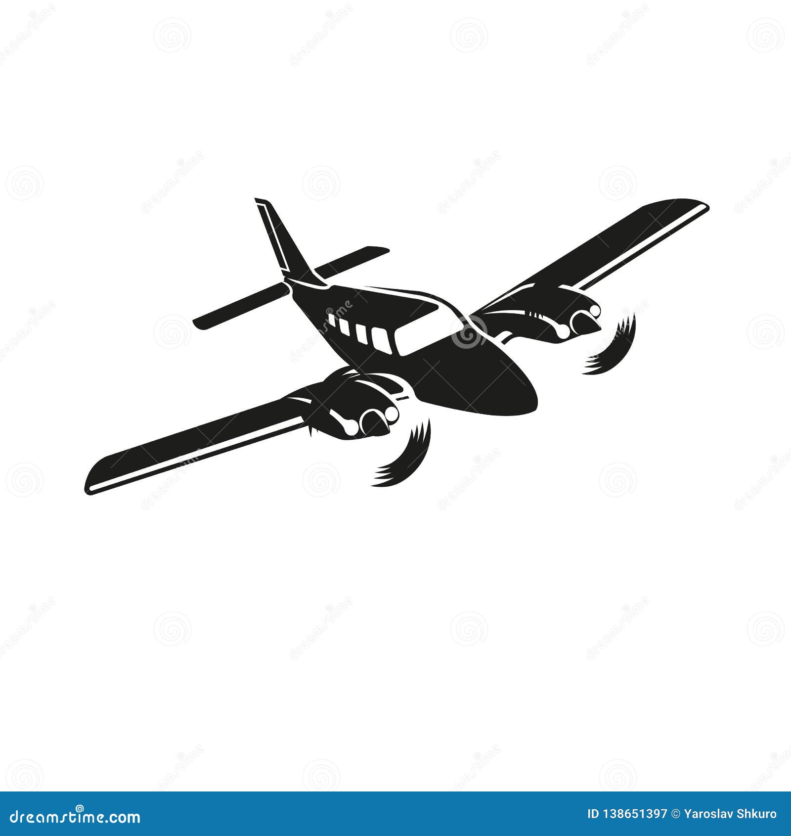 Private Plane Vector Illustration Icon. Twin Engine Propelled Aircraft ...