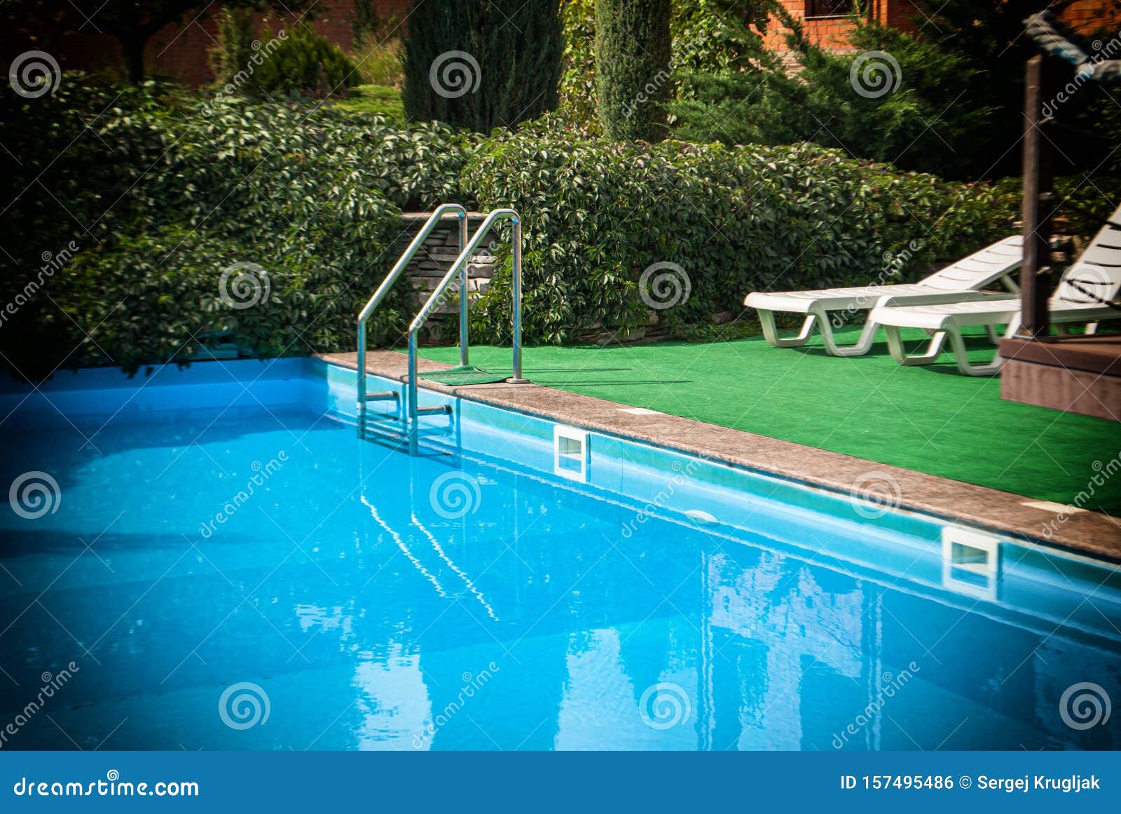 Private Pool with Perimeter Stones and Steps for Descent Stock Photo ...