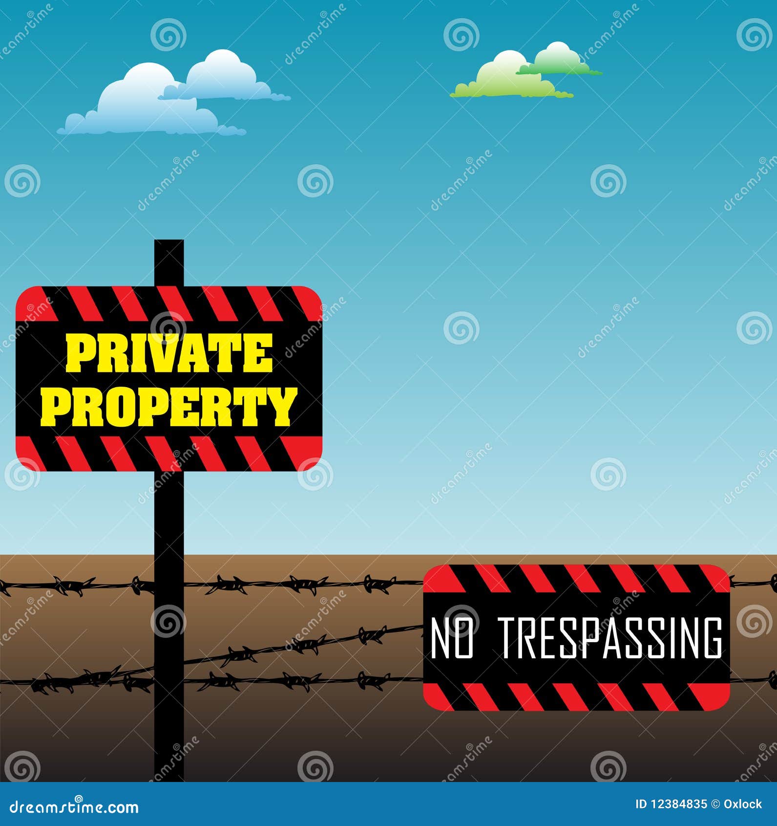 Private Property, No Trespassing Sign Cartoon Vector | CartoonDealer ...
