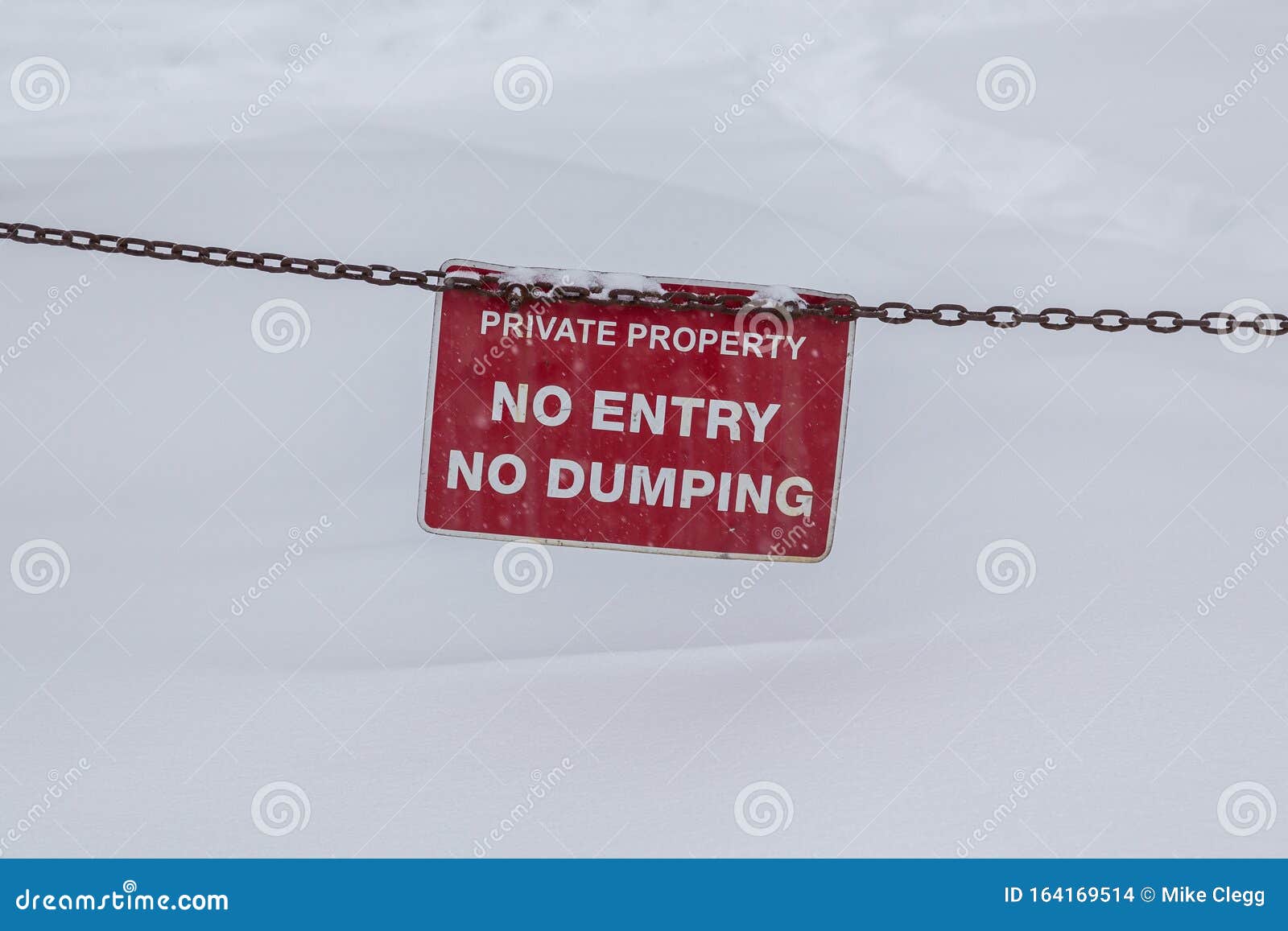 Private Property, No Entry, No Dumping Stock Photo - Image of snow ...