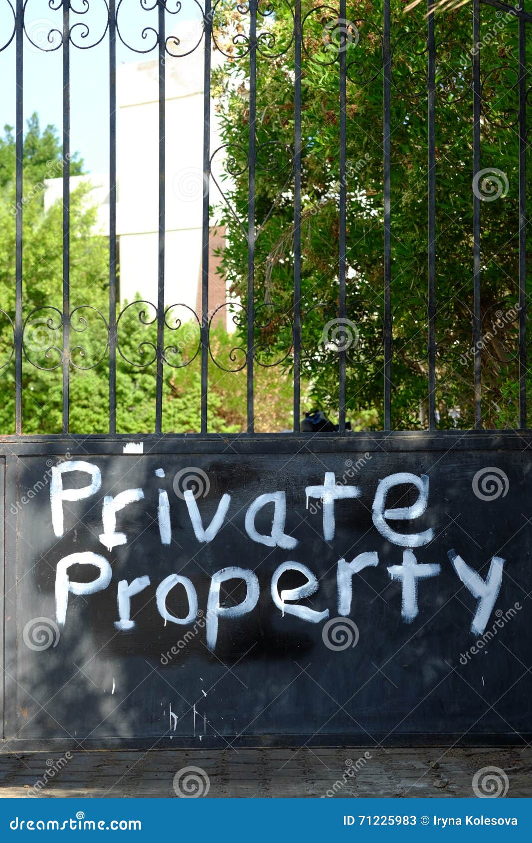 Private Property Notice on a Barred Gate, Warning Text Stock Image ...
