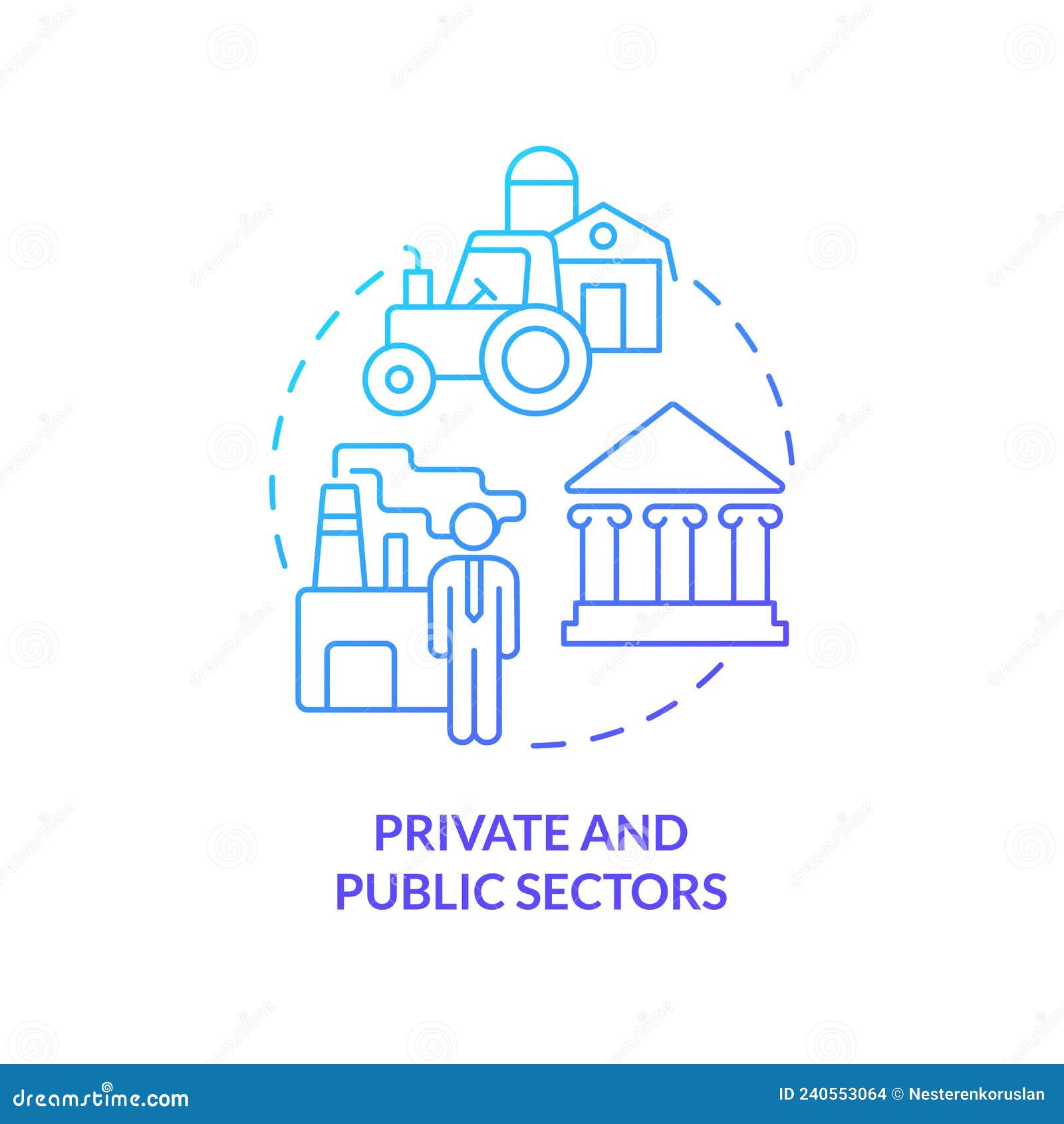 Private and Public Sectors Blue Gradient Concept Icon Stock Vector ...