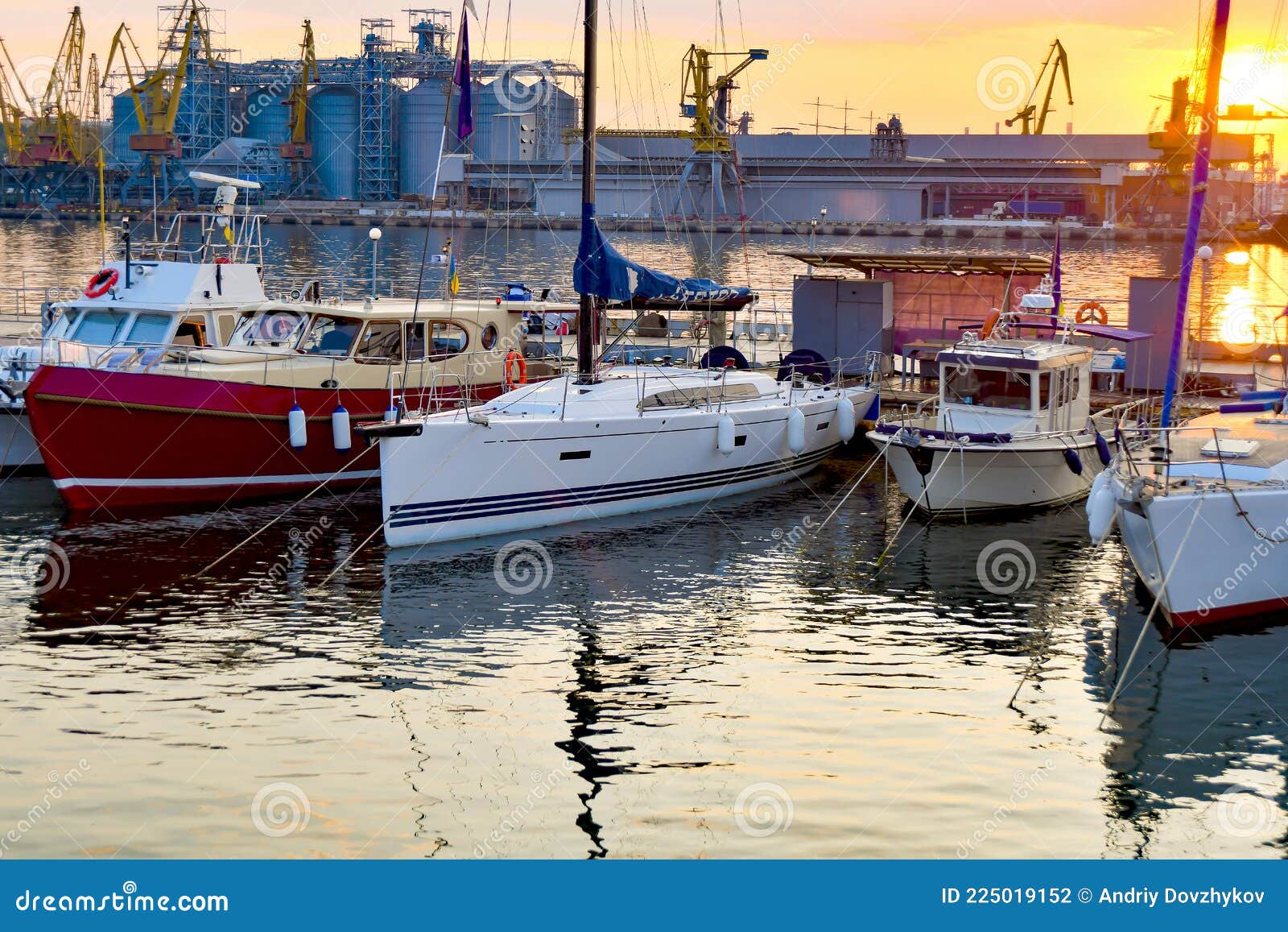 Private Sailing Yachts are Moored in the Sea at the Pier Stock Photo ...