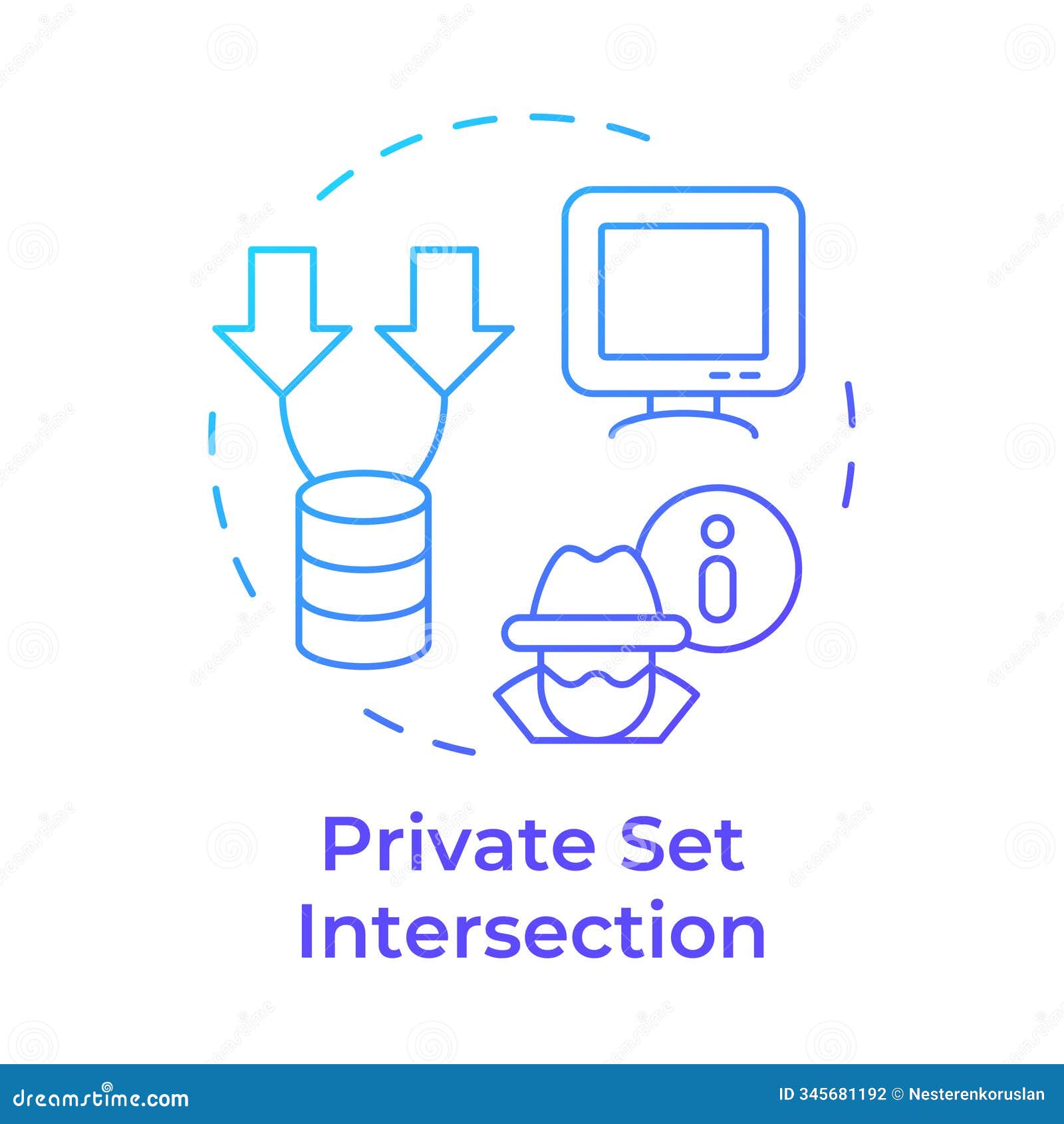 Private Set Intersection Blue Gradient Concept Icon Stock Illustration ...