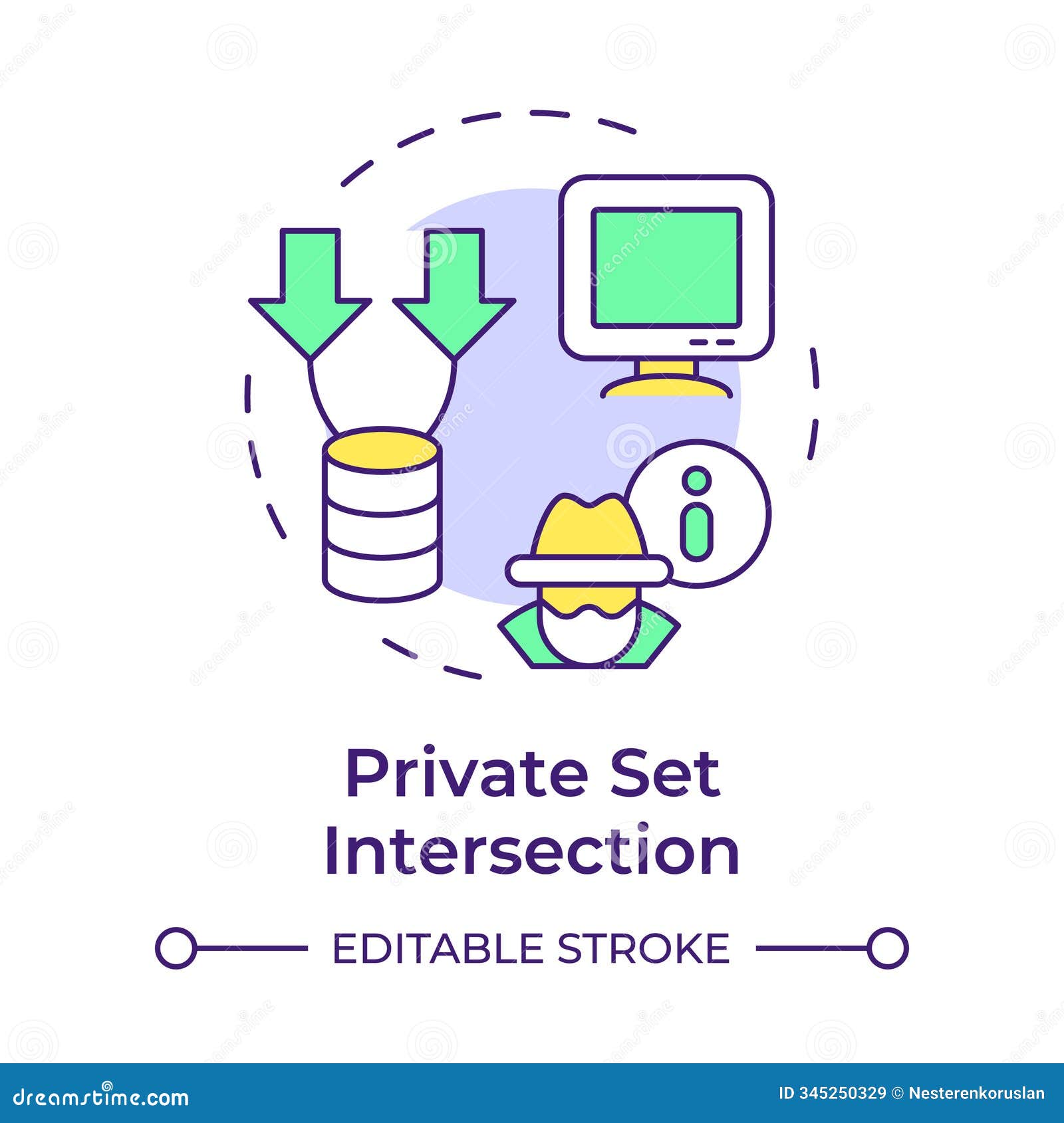 Private Set Intersection Multi Color Concept Icon Stock Illustration ...